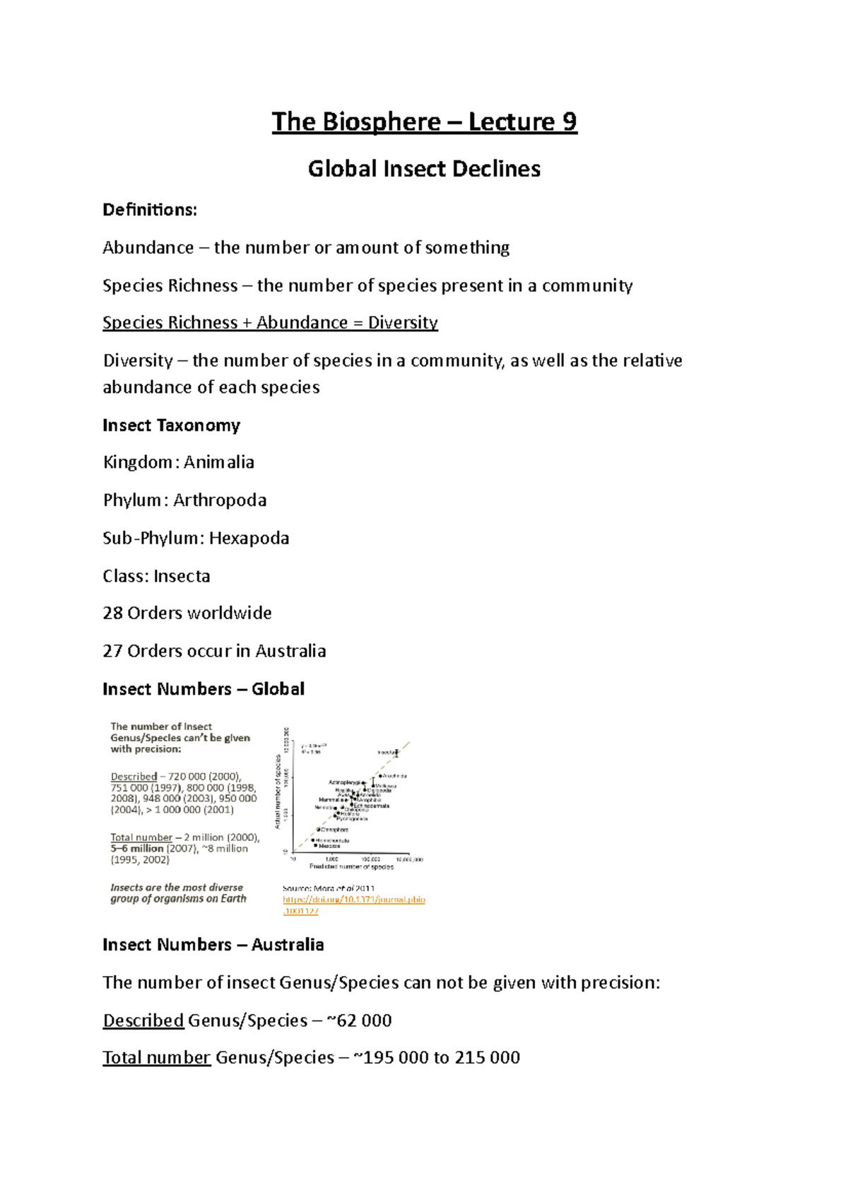 The Biosphere - Lecture 9 - The Biosphere – Lecture 9 Global Insect ...