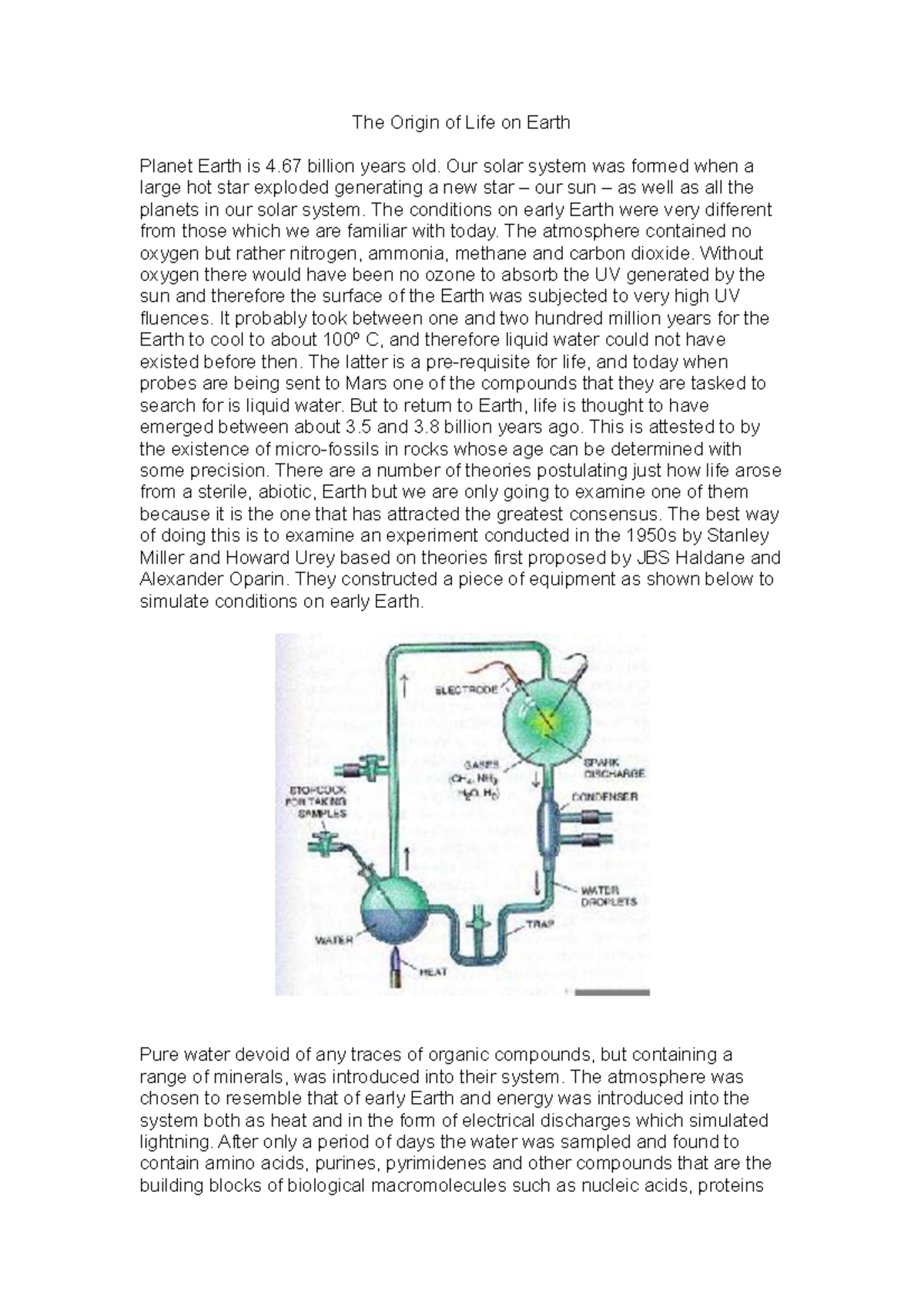 1 - The Origin of Life on Earth - The Origin of Life on Earth Planet ...