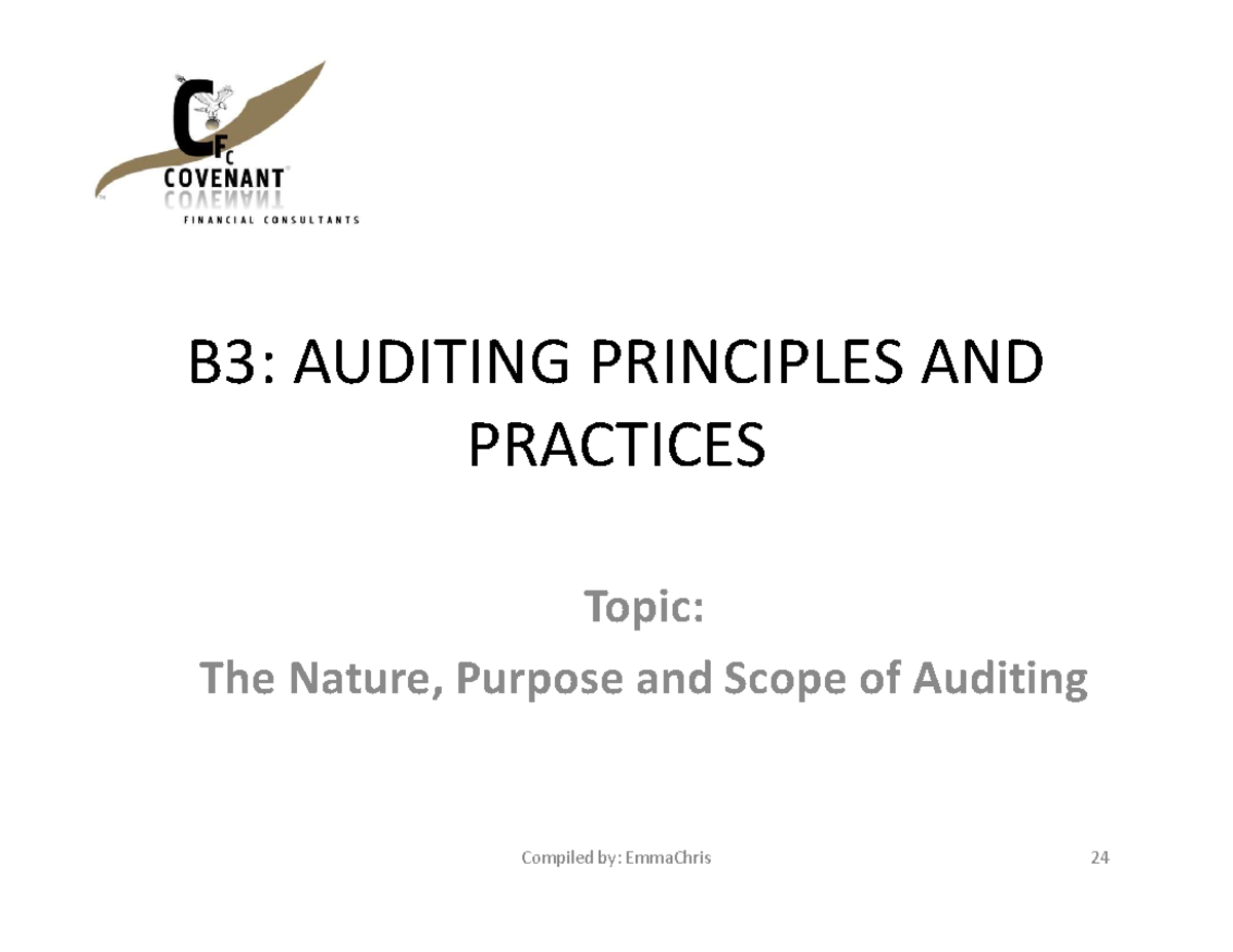02. The Nature, Purpose and Scope of Auditing Handout - B3: AUDITING ...