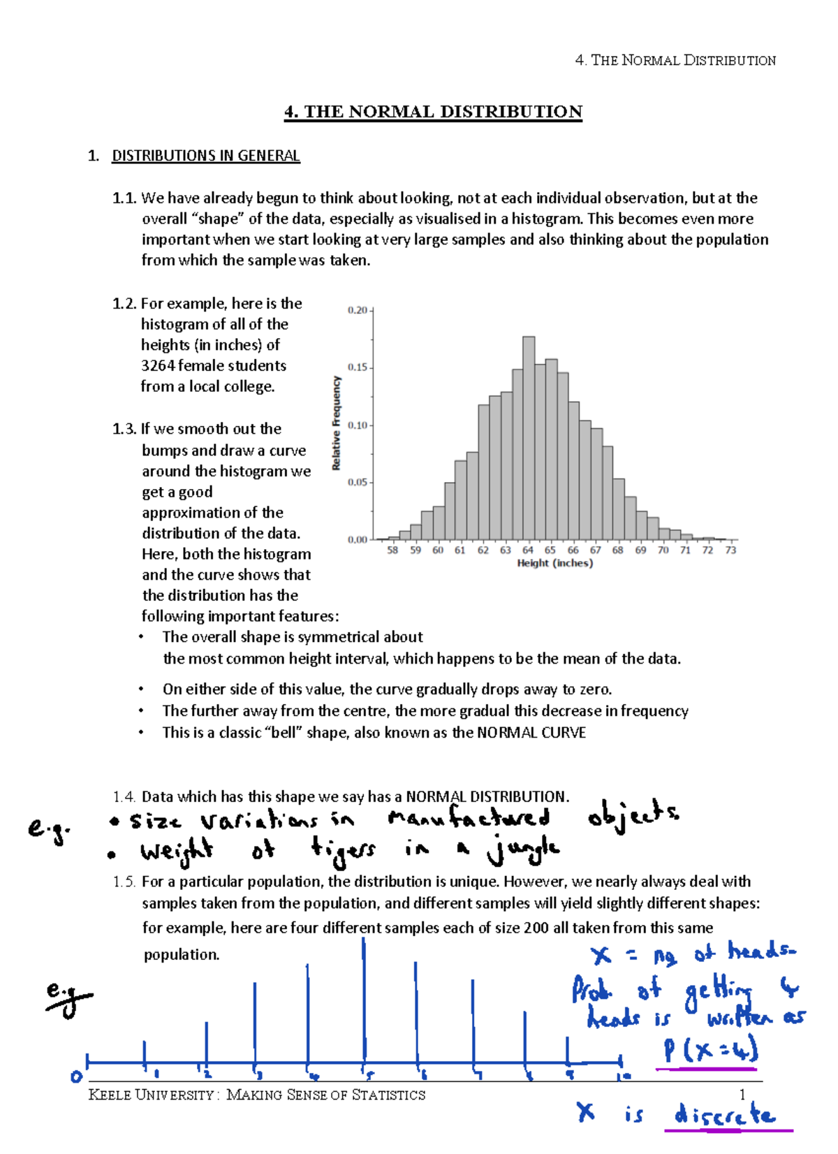 Normal Disturibution (Annotated Notes) - KEELE UNIVERSITY: MAKING SENSE ...