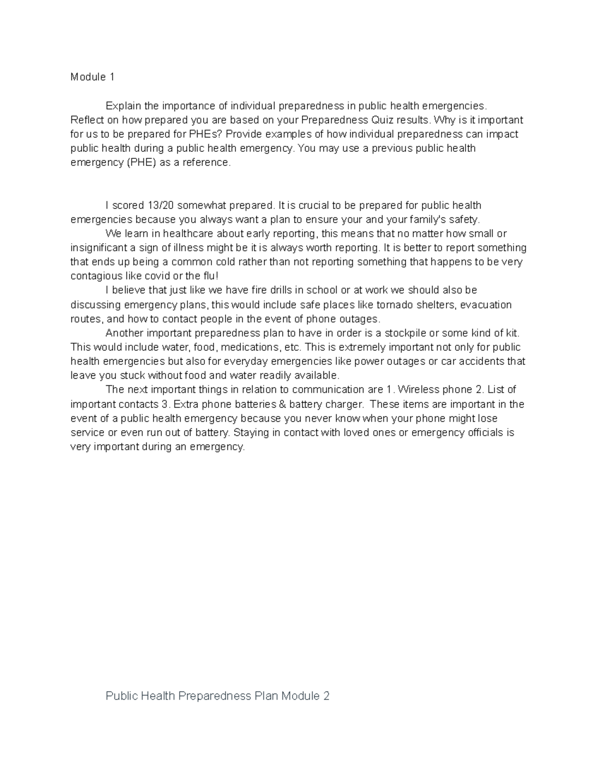 PHE Module 1-3 - Module 1 Explain the importance of individual ...