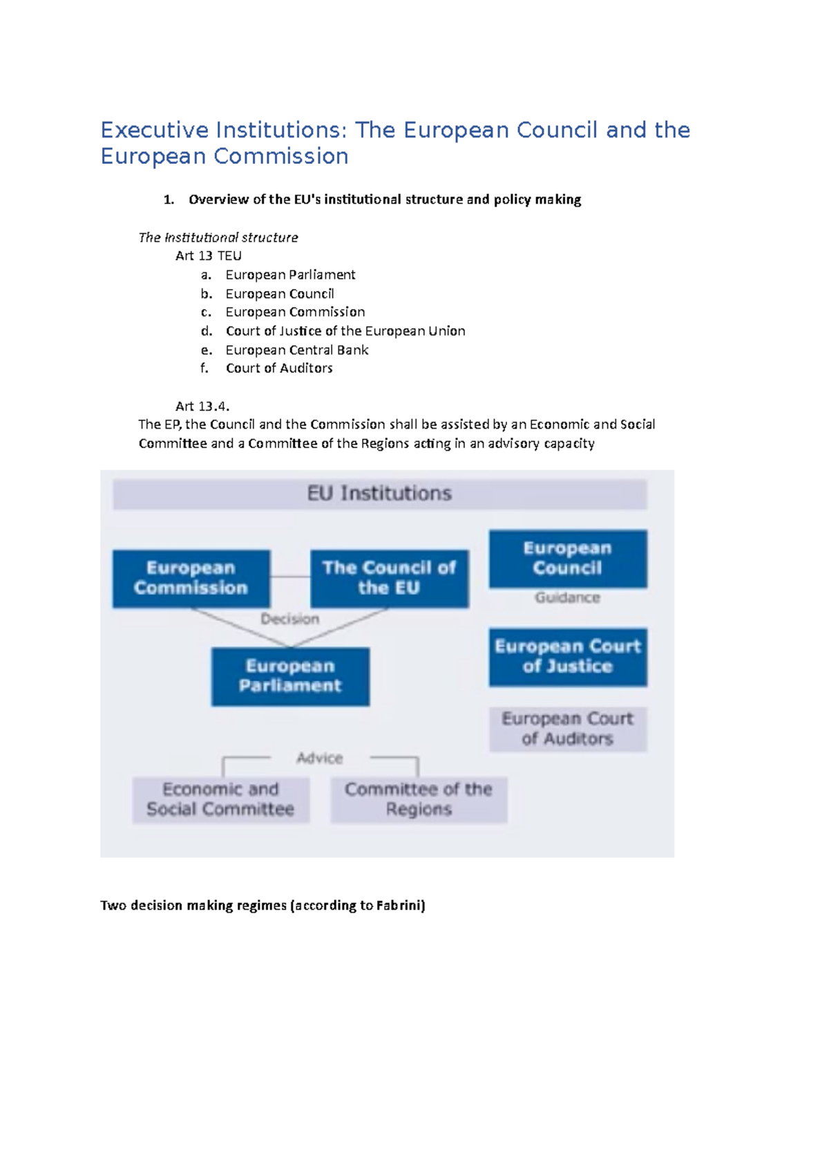EU Executive Institutions - Executive Institutions: The European ...