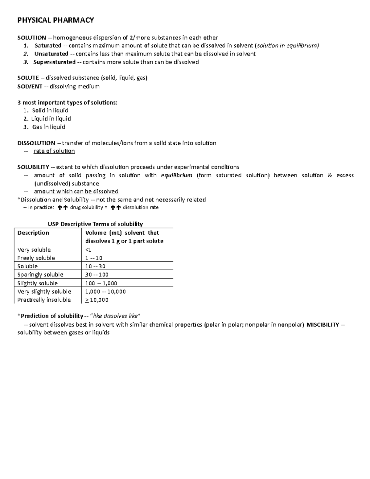 Physical Pharmacy Notes - Solutions - PHYSICAL PHARMACY SOLUTION ...