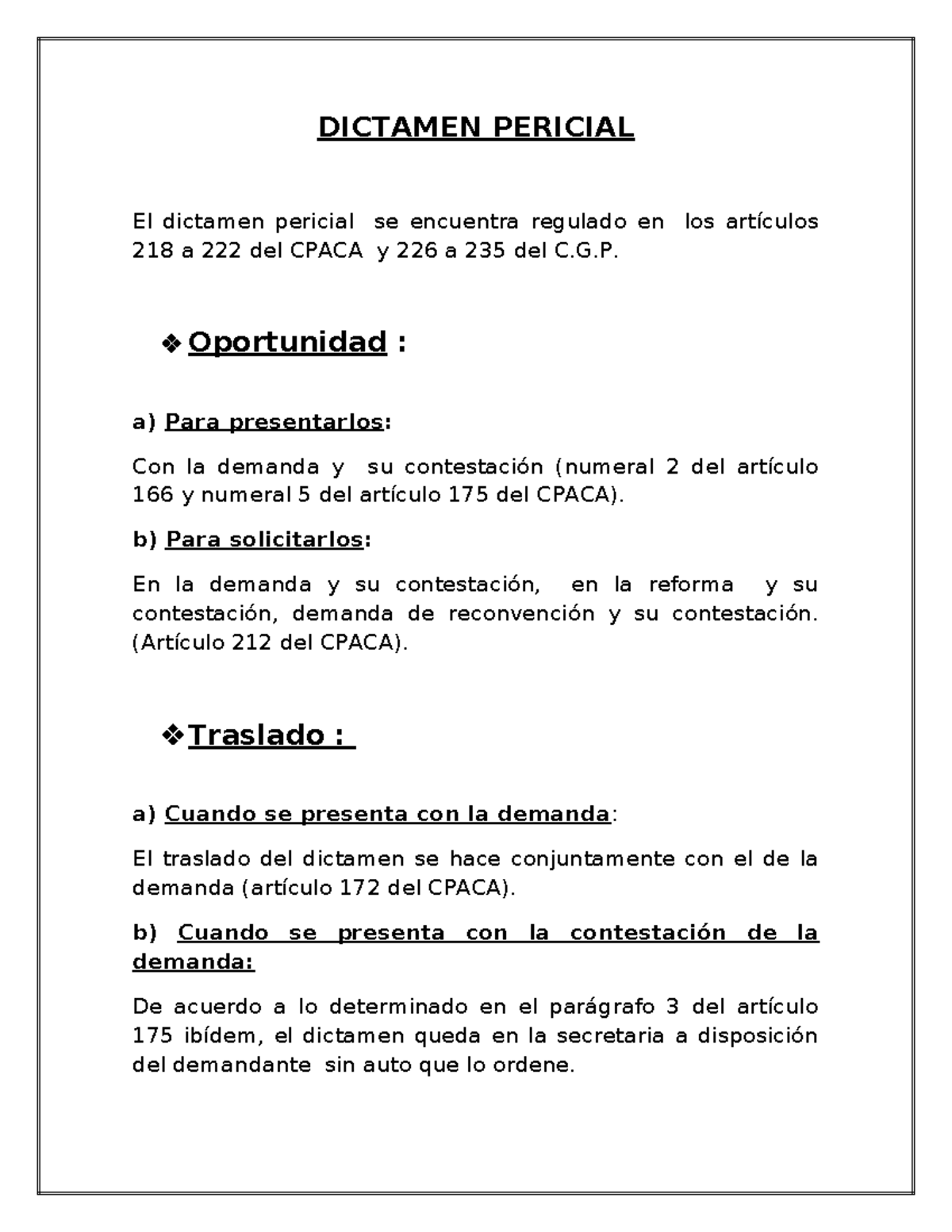 Dictamen Pericia 1 - DICTAMEN PERICIAL El dictamen pericial se encuentra regulado en los ...