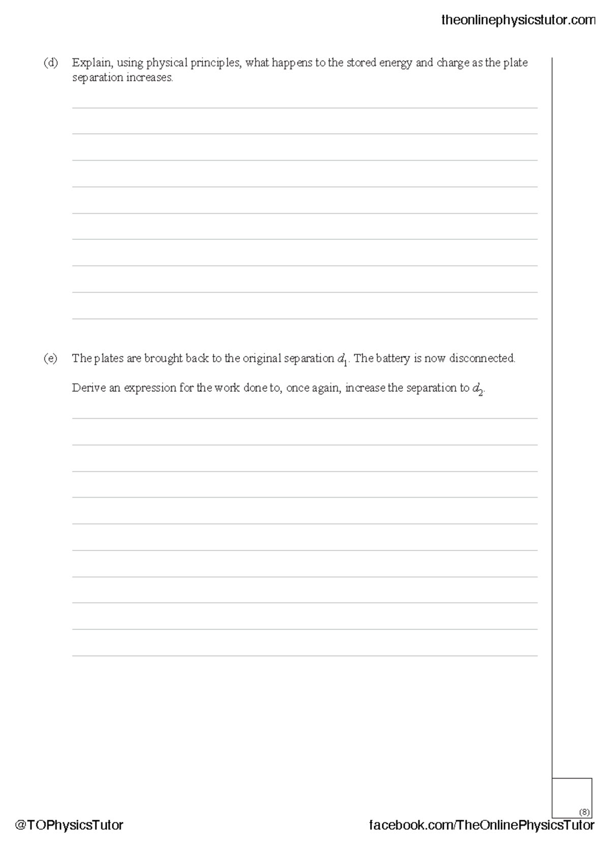 TOPT Toughy Capacitors QP-6 - PHYS 15A - (d) Explain, using physical ...