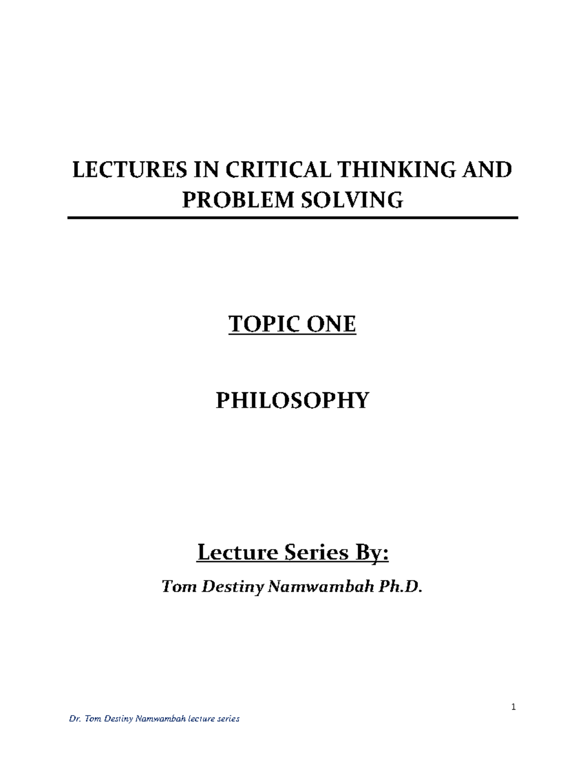 UCU111 - Philosophy - University common unit- Critical thinking and ...
