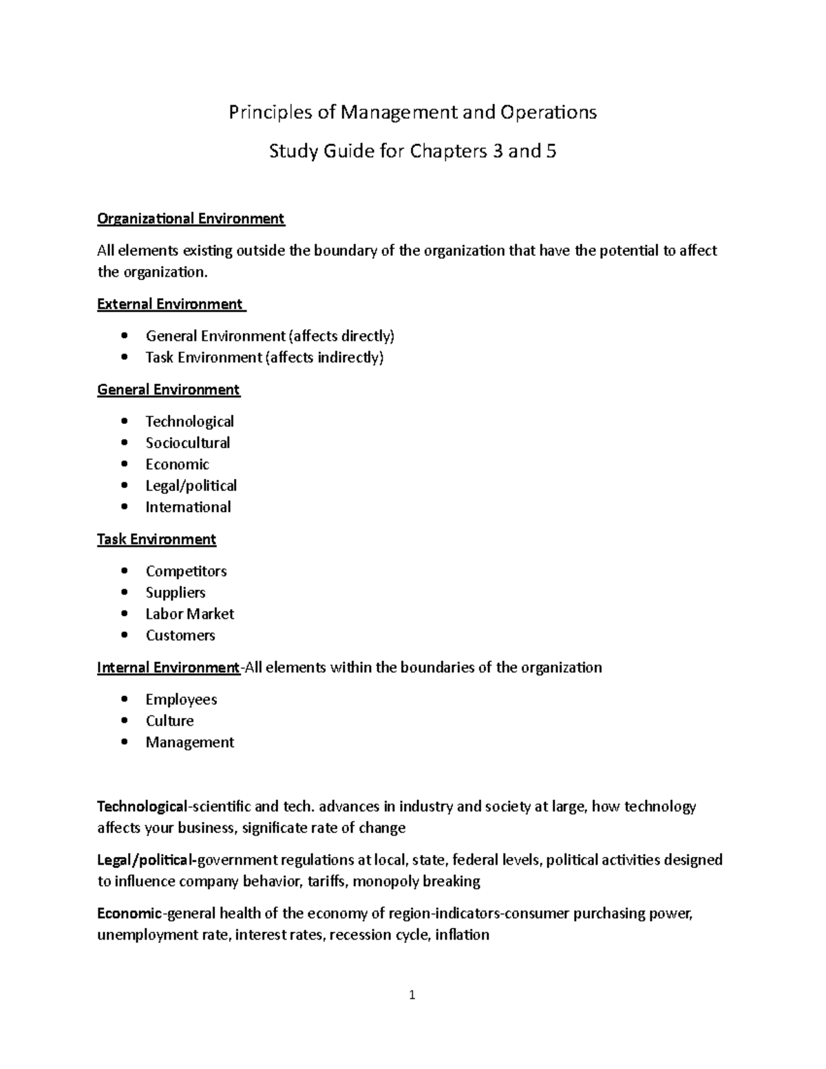 Prin of Mgmt Study Guide 3-5 - MGMT 300 - CSULB - Studocu