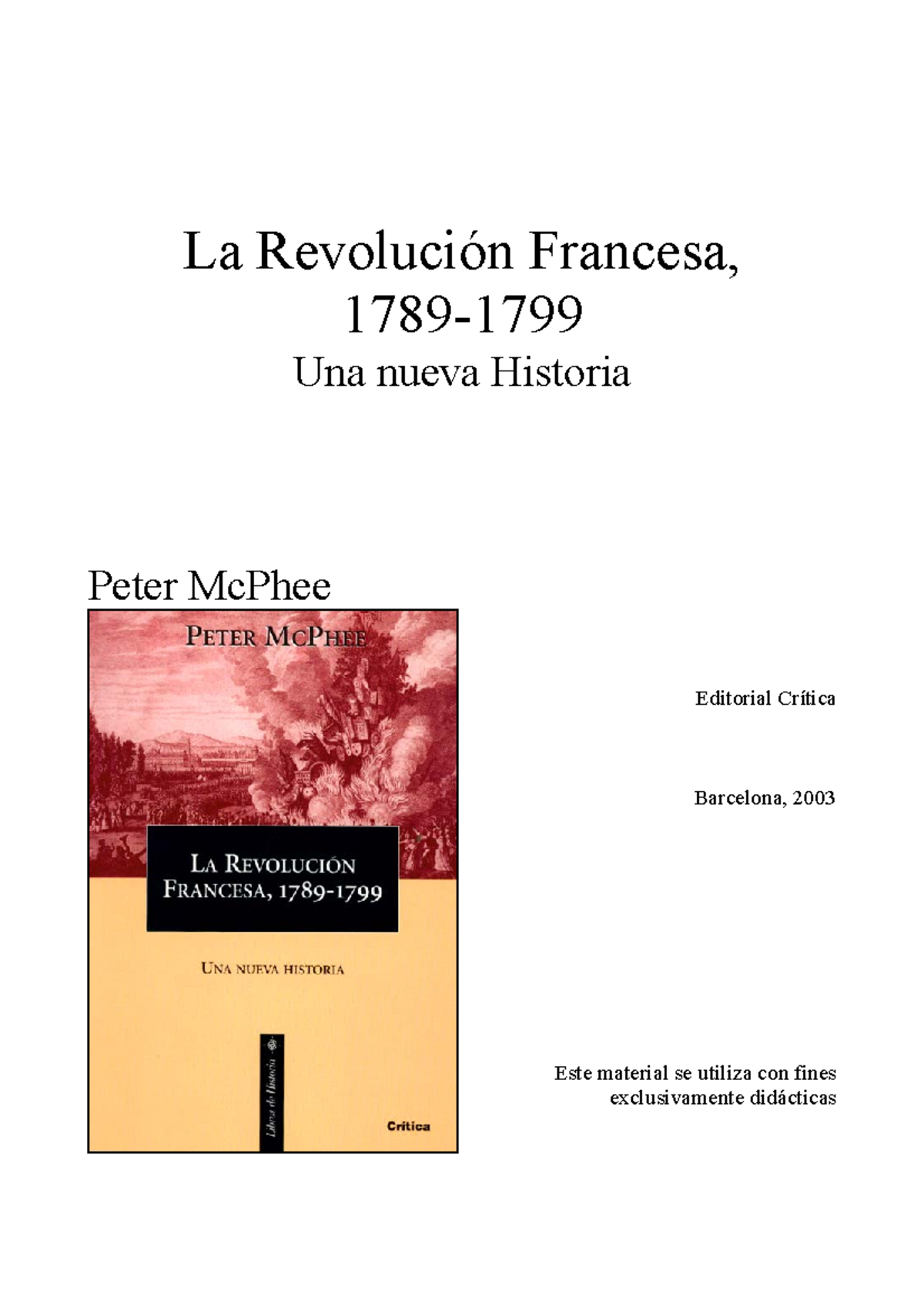 La revolución francesa - Mcphee - La Revolución Francesa, 1789- Una ...