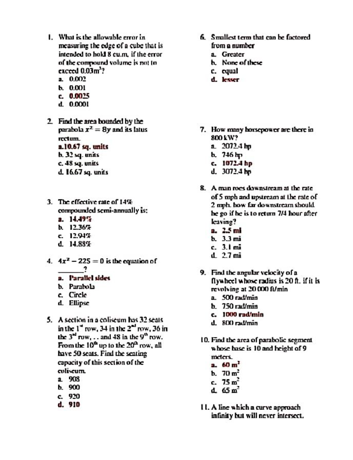 MATH854 95 - Shshs - 1. What is the allowable error in 6. Smallest term ...
