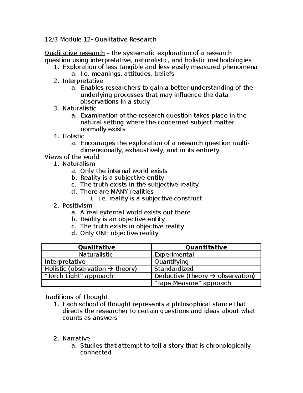 Qualitative Research - 12/3 Module 12- Qualitative Research Qualitative ...
