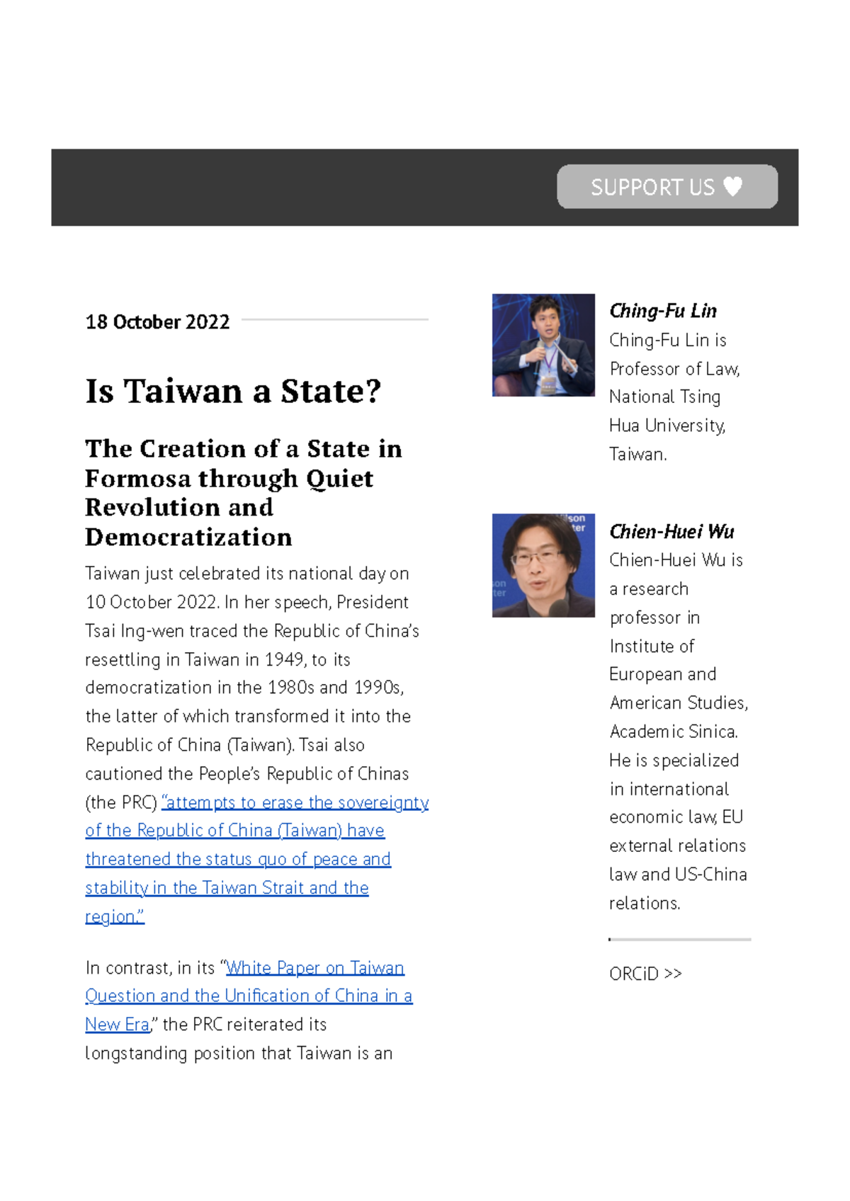 Is Taiwan a State – Verfassungsblog - Ching-Fu Lin Ching-Fu Lin is ...