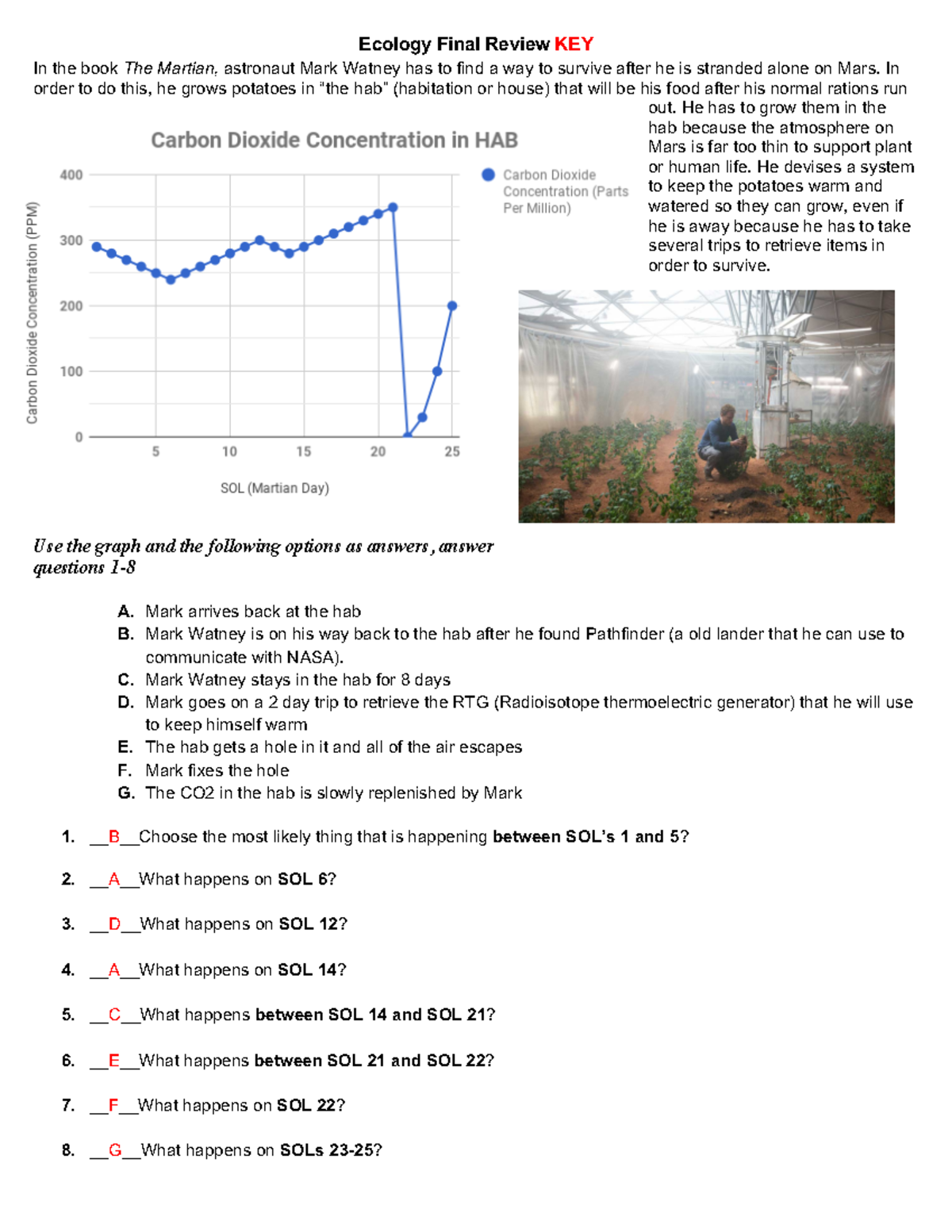 Ecology final review answers - Ecology Final Review KEY In the book The ...