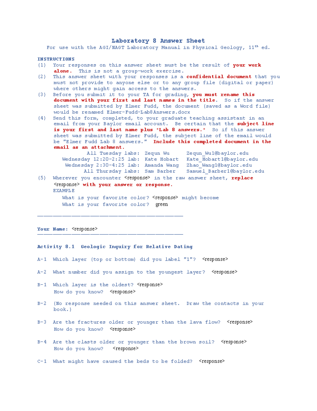First-Last-Lab8Answers - Laboratory 8 Answer Sheet For use with the AGI ...