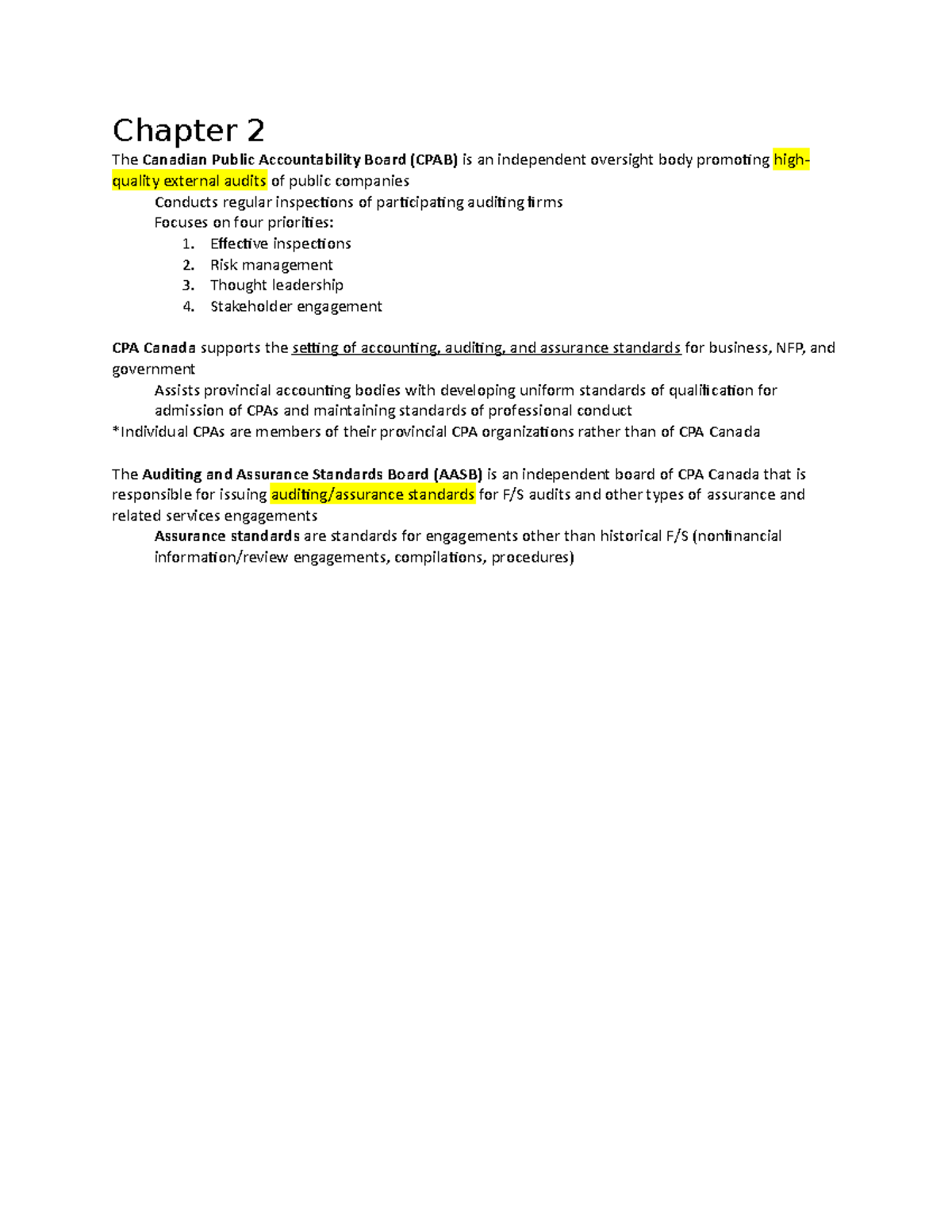 Chapter 2 - Chapter 2 The Canadian Public Accountability Board (CPAB ...