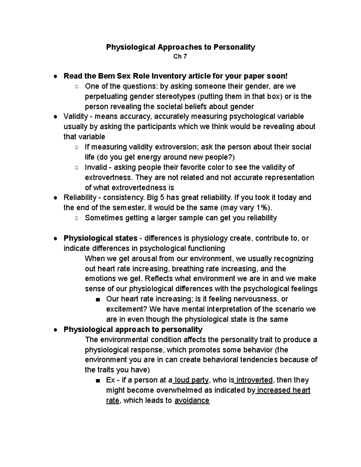 Physiological Approaches to Personality - They are not related and not accurate representation ...