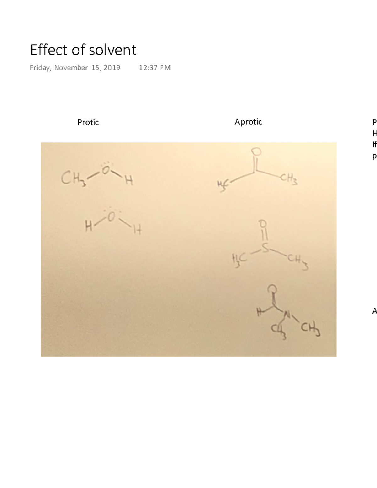 Effect of solvent - Protic Aprotic Pro Ha If a pro - • Ap - Effect of ...