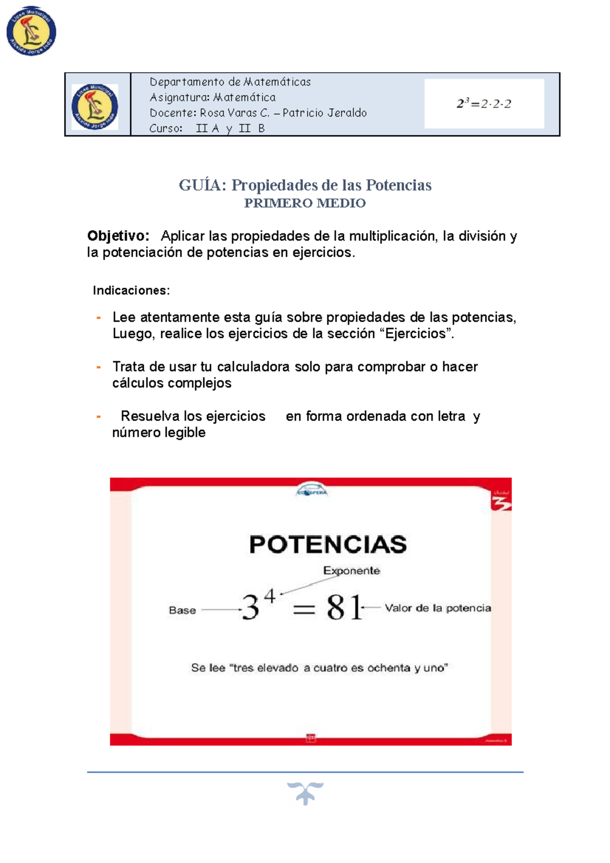 1M Matemáticas Potencia 2022 - Departamento de Matemáticas Asignatura ...