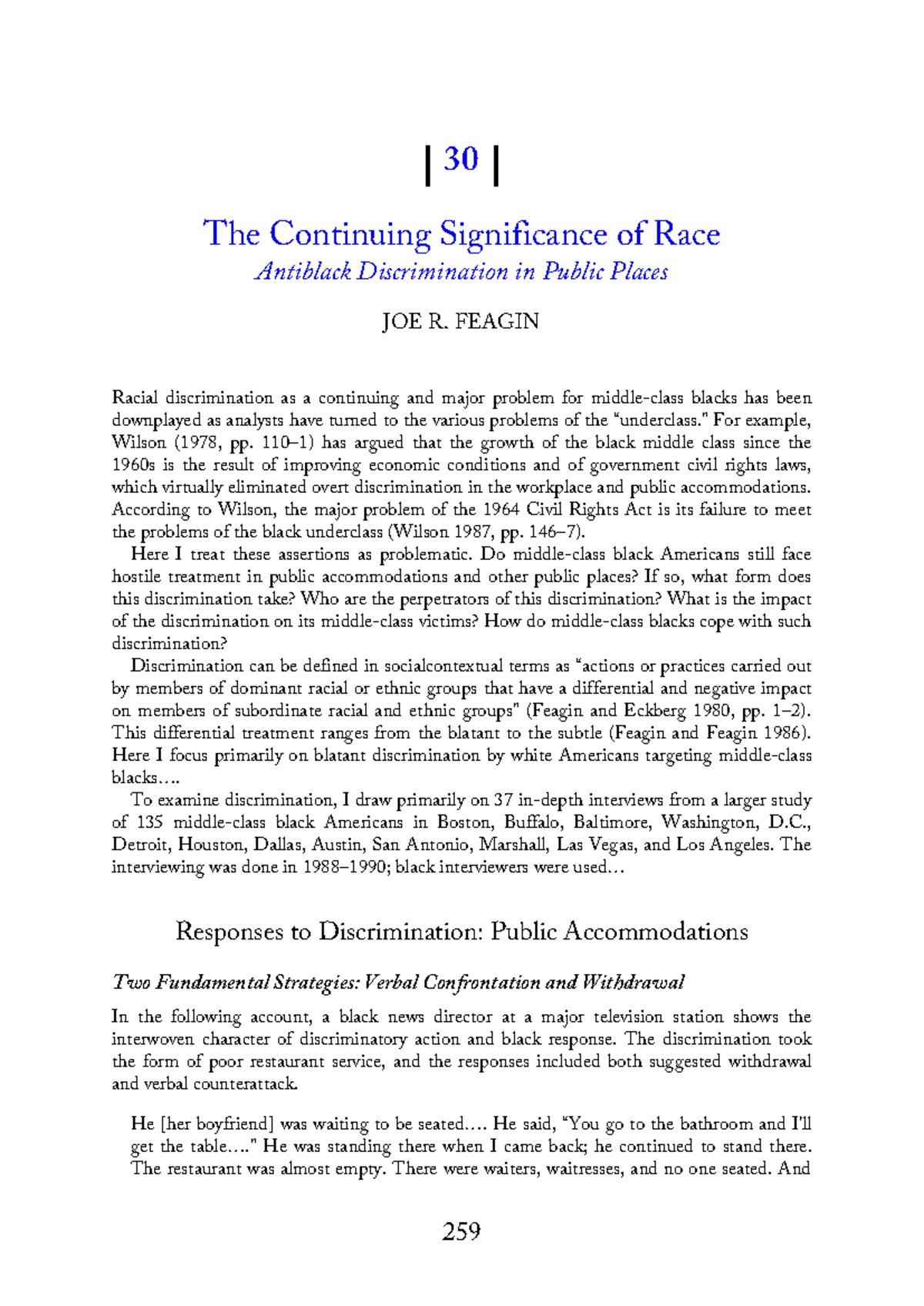 Feagin Continuing - BA Sociology - 30 The Continuing Significance of ...