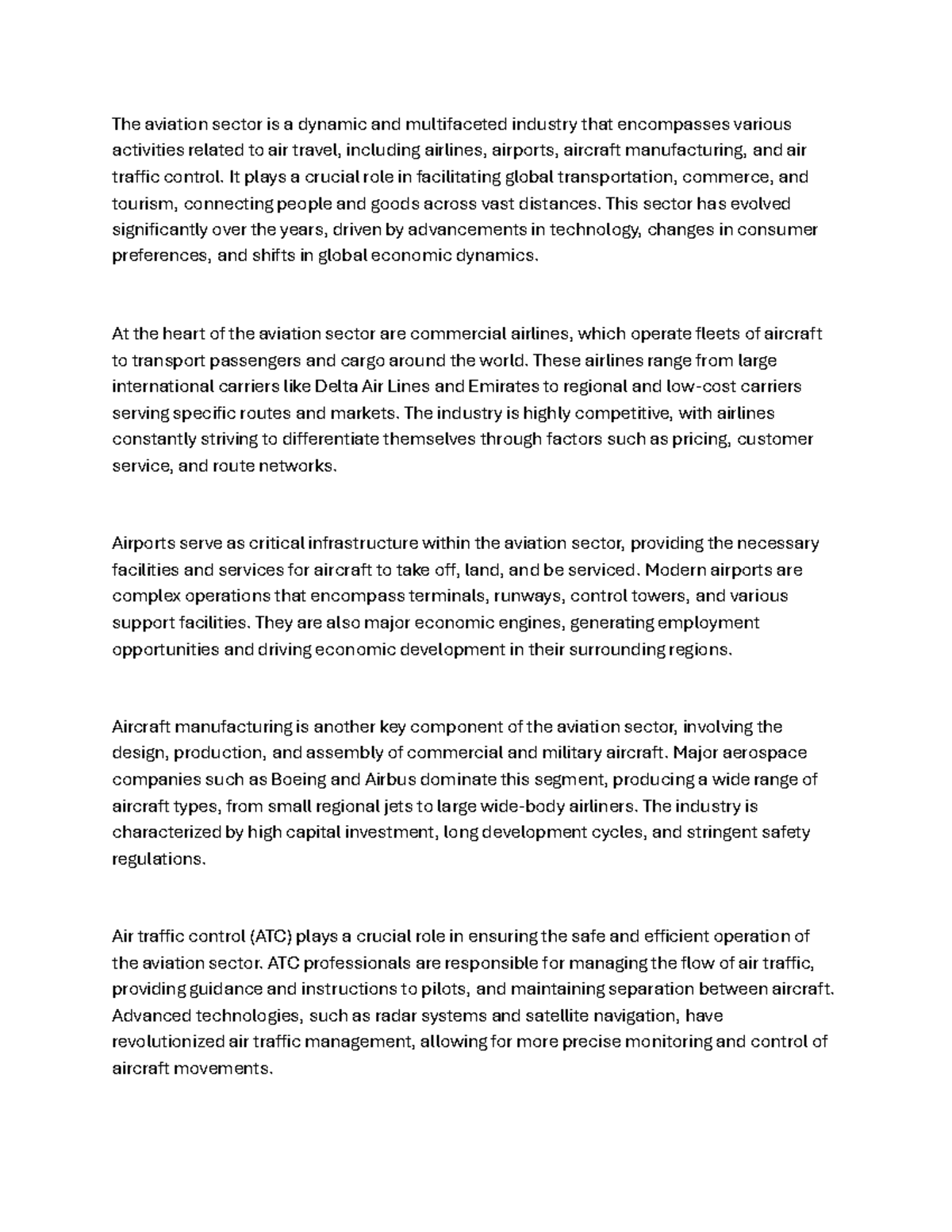 Aviation - The aviation sector is a dynamic and multifaceted industry ...