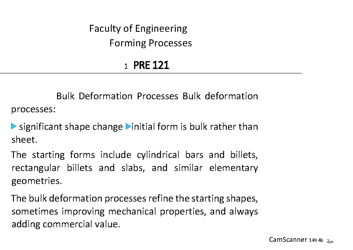 Bulk Deformation Processes - The starting forms include cylindrical ...