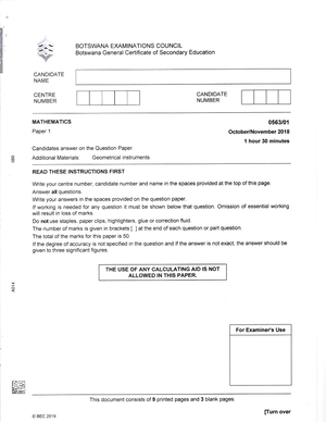 Maths JCE 2019 Paper 2 - Revision - introductory to mathematics - Studocu