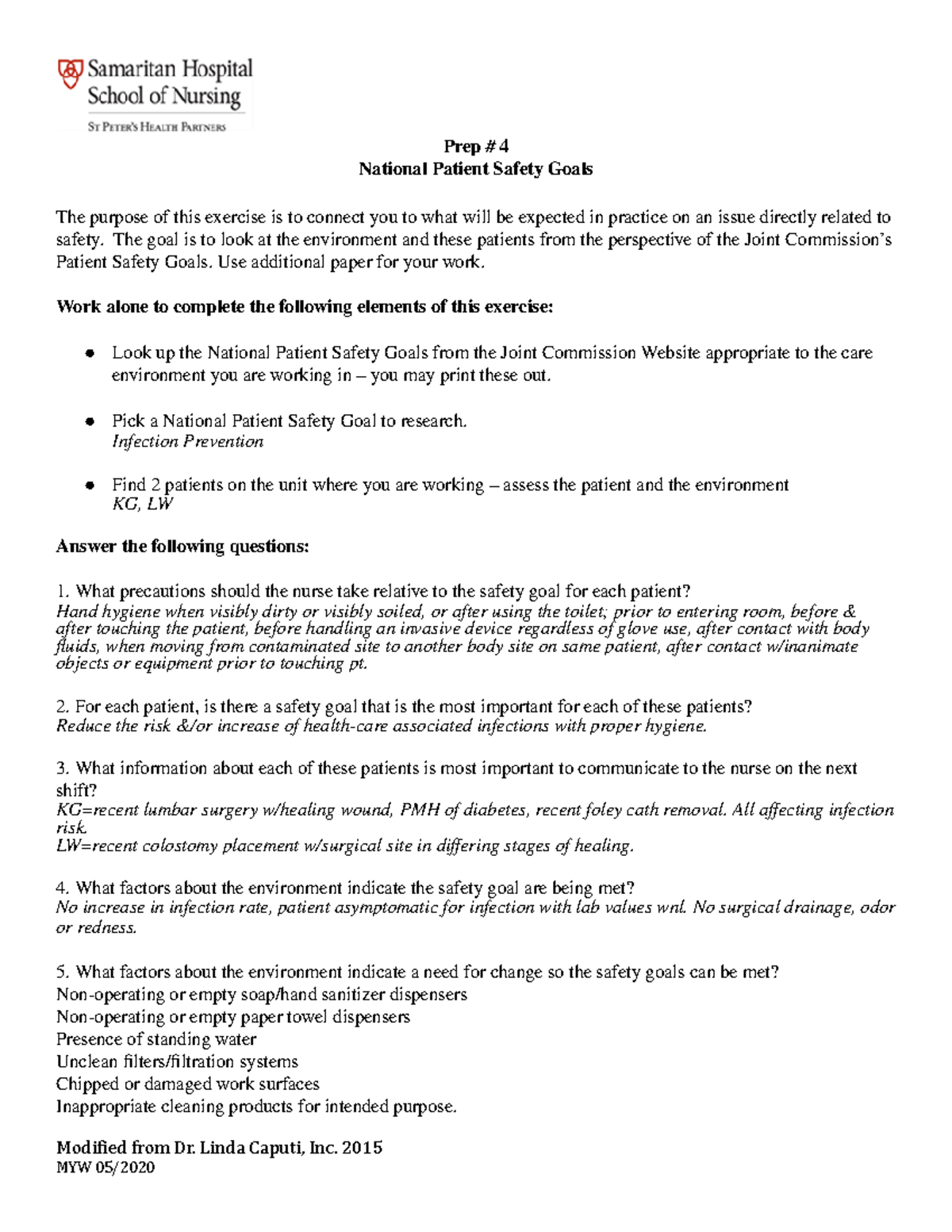 Prep # 4 National Patient Safety Goals - Prep # 4 National Patient ...
