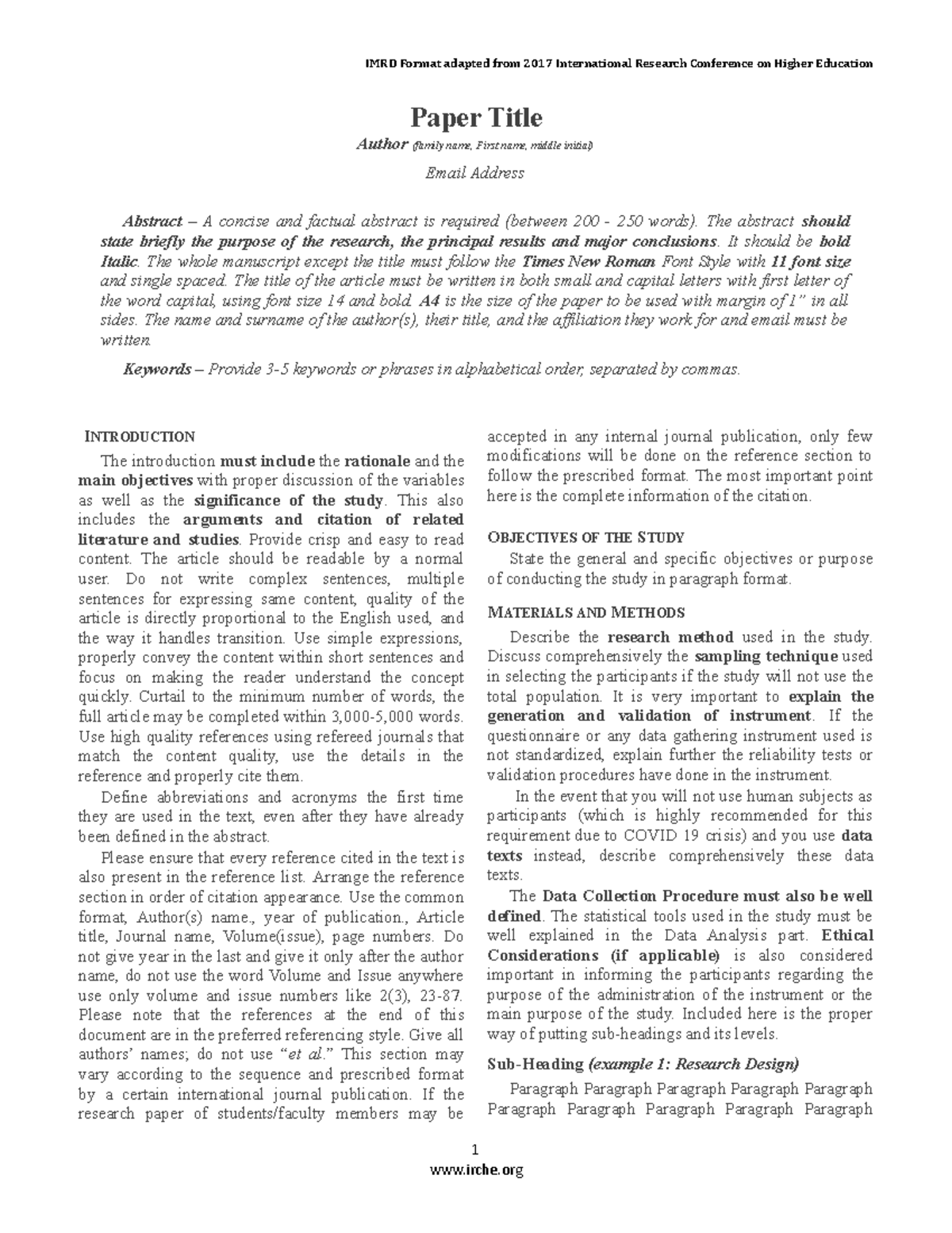 Language Research IMRD Format - IMRD Format adapted from 2017 ...