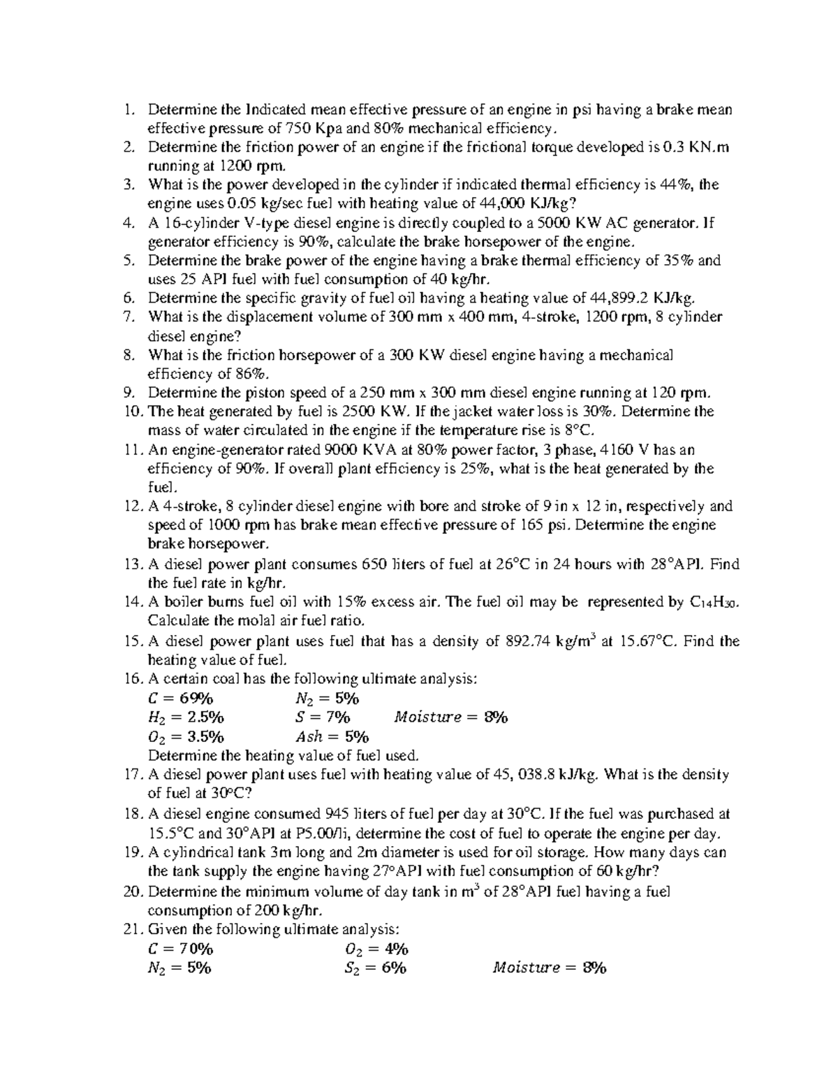 Sample-Problems - Determine the Indicated mean effective pressure of an engine in psi having a ...