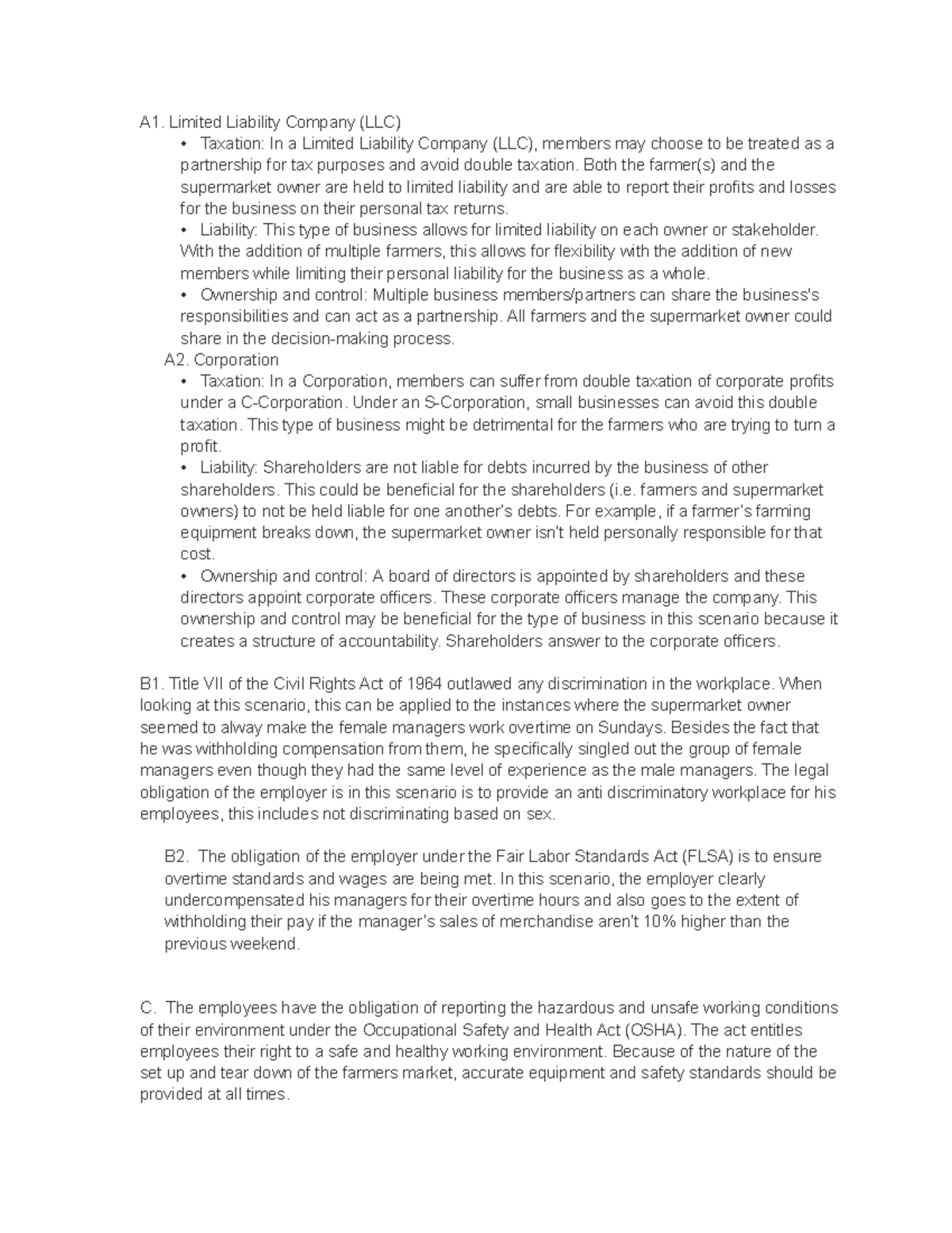 TEM2 TASK 2 Legal AND Ethical Considerations - A1. Limited Liability ...