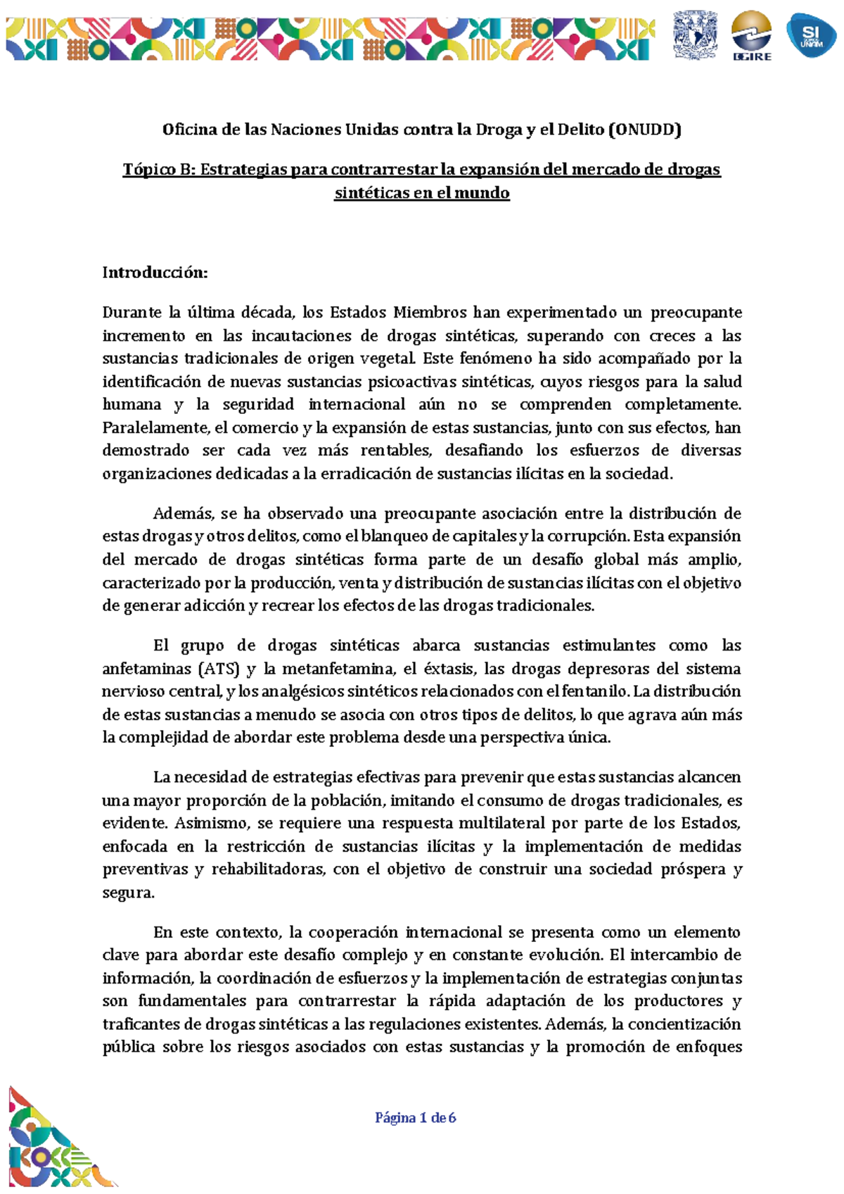 1 Onudd Topico B - investigacion - Oficina de las Naciones Unidas ...