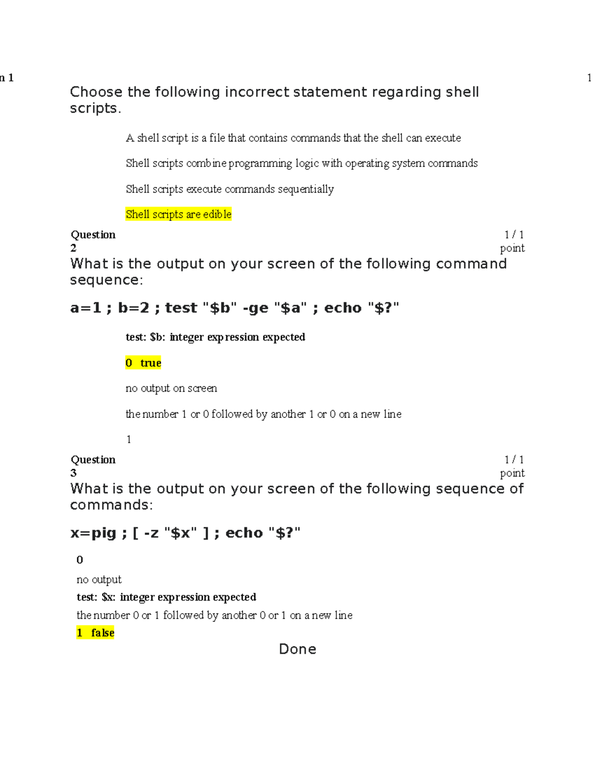 Attendance Quiz Week11 1 Choose The Following Incorrect Statement Regarding Shell Scripts A