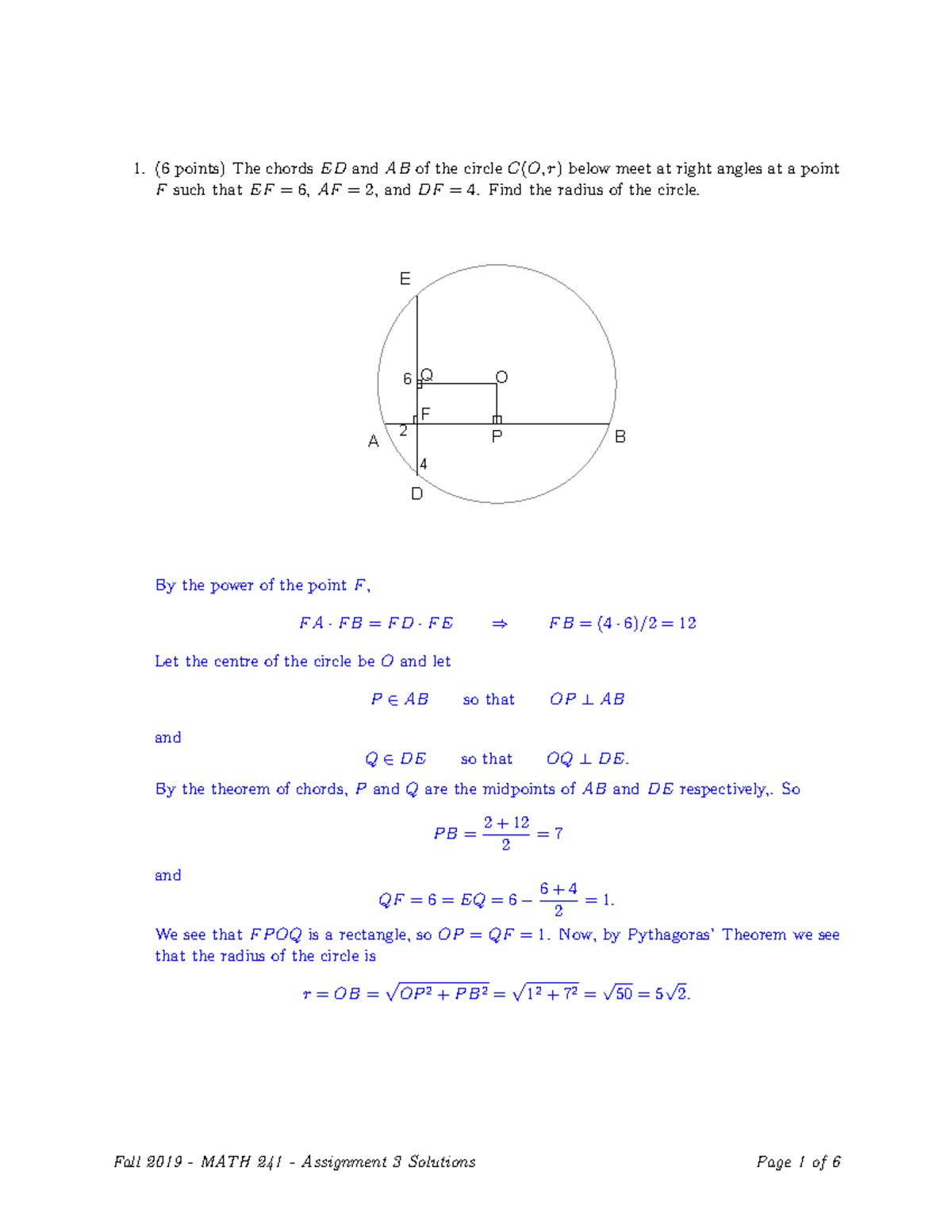 Assignment 3 Sol - Parallel lines and Similar Triangles Power of the ...