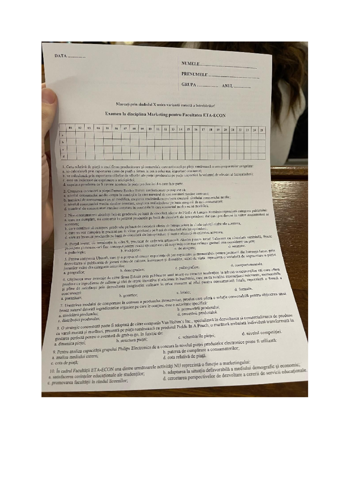 marketing eta ase - DATA NUMELE PRENUMELE GRUPA ANUL Marcati prin ...