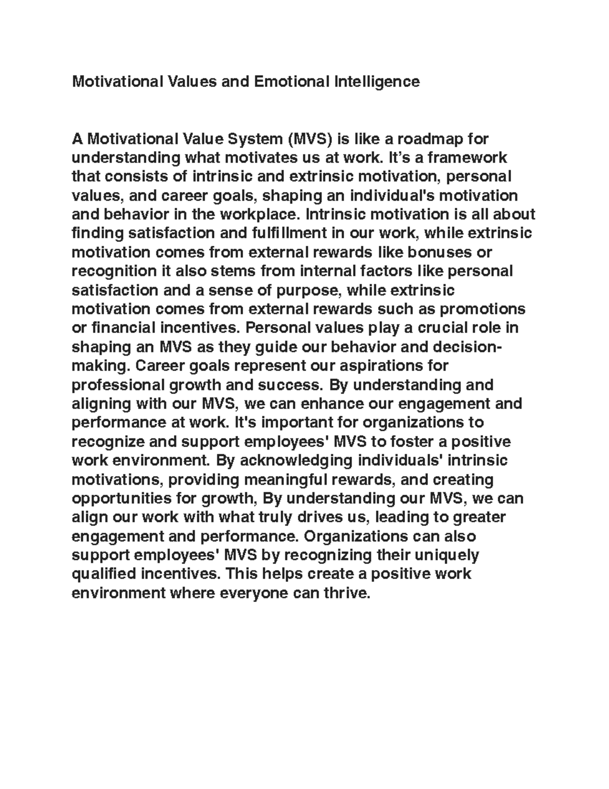 Motivational Values and Emotional Intelligence - It’s a framework that ...