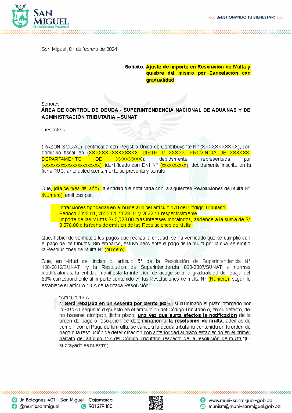 Modelo Acogimiento A Gradualidad DEL 60 RM - San Miguel, 01 de febrero ...