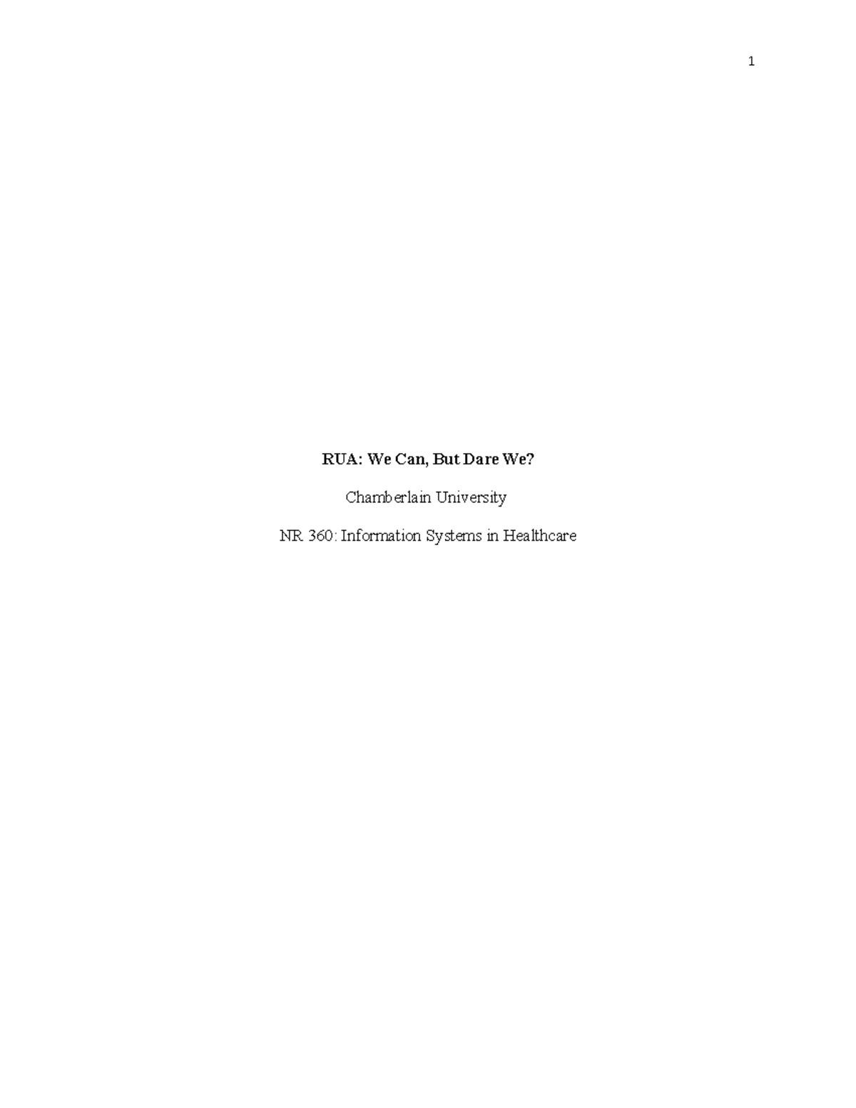 NR 360 RUA - We can but do we dare - RUA: We Can, But Dare We ...