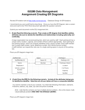 ERDAssignment - Assignment for Module 2 - IS3280 Data Management Assignment Creating ER Diagrams ...