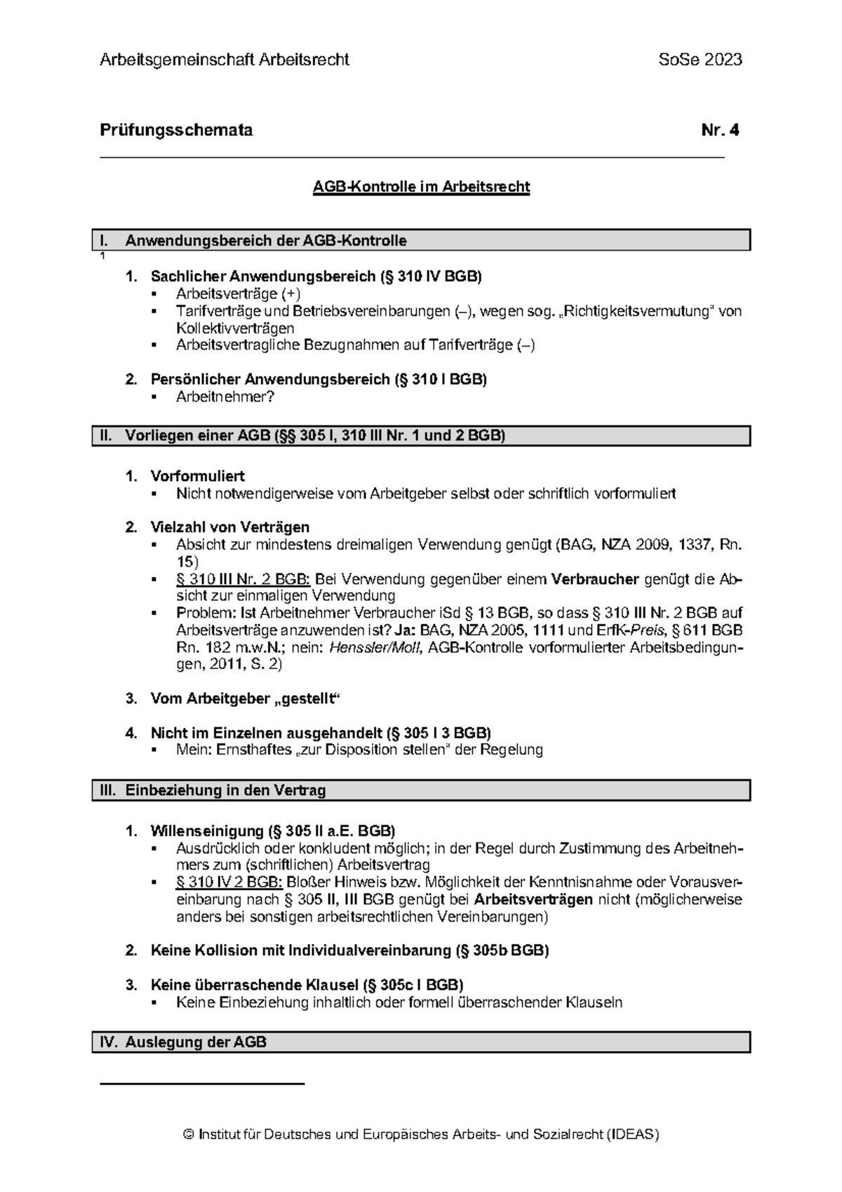 Schema AGB-Kontrolle - vdvdgerg - Arbeitsgemeinschaft Arbeitsrecht SoSe ...
