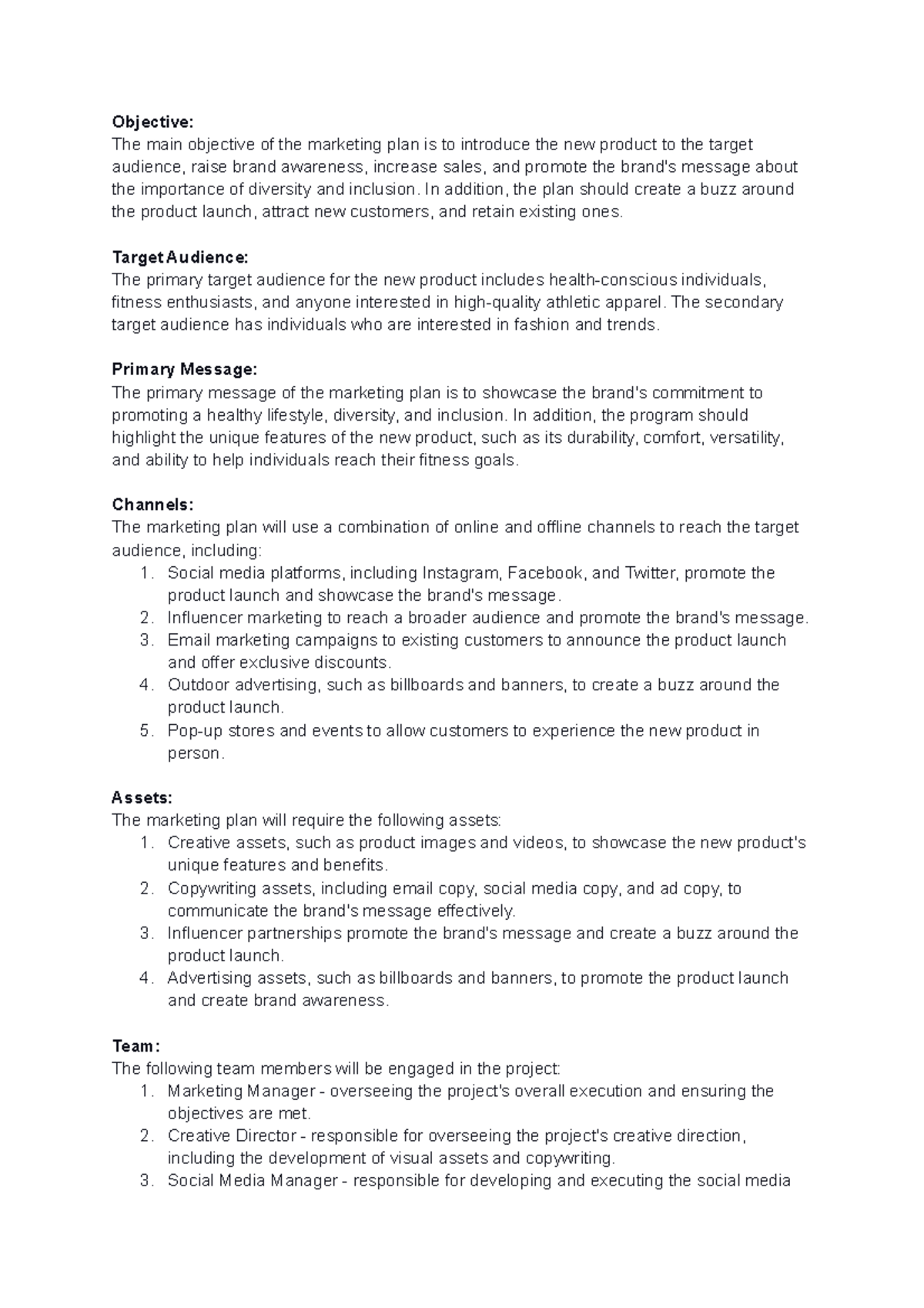 Lululemon - Good detail - Objective: The main objective of the ...