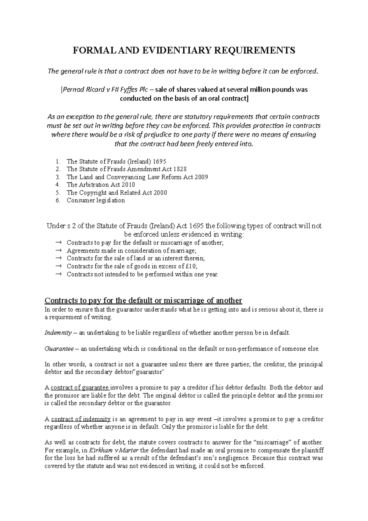 Formal AND Evidentiary Requirements - FORMAL AND EVIDENTIARY ...