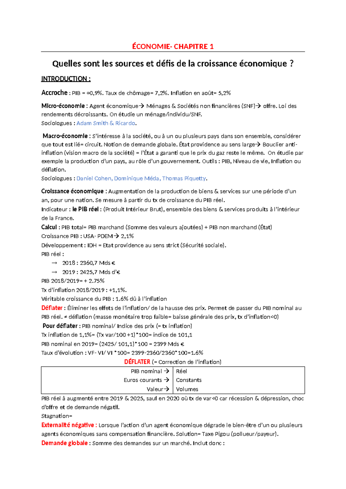 CH1 Sources & défis de la croissance éco - ÉCONOMIE- CHAPITRE 1 Quelles sont les sources et ...