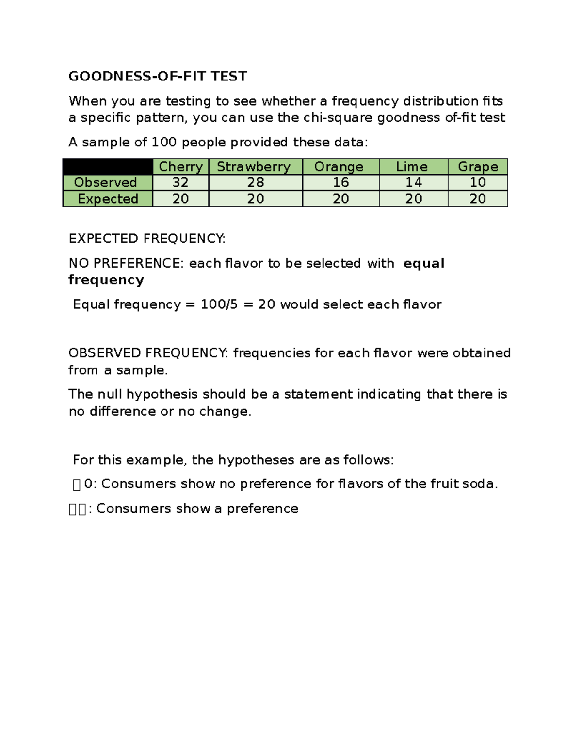 Module 10 - m10 notes - GOODNESS-OF-FIT TEST When you are testing to ...