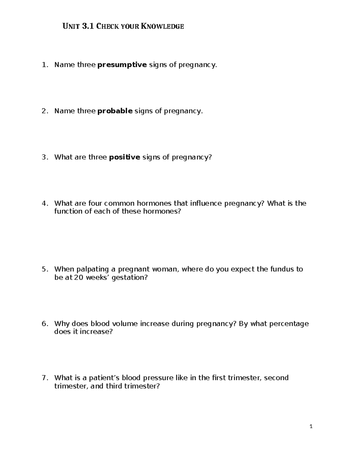Unit 3 Topic 3.1 Review Questions - UNIT 3 CHECK YOUR KNOWLEDGE 1. Name ...