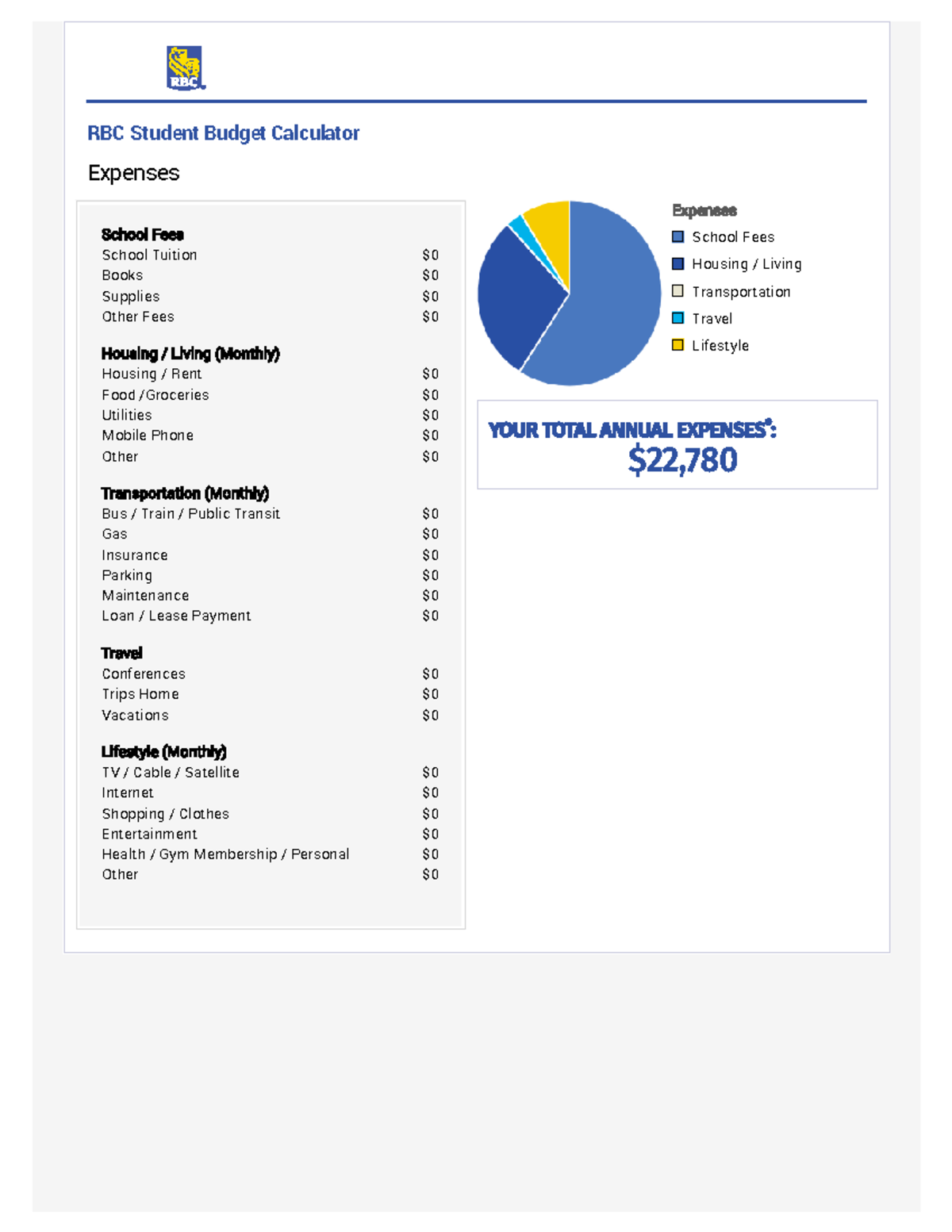 RBC Student Budget - Studocu