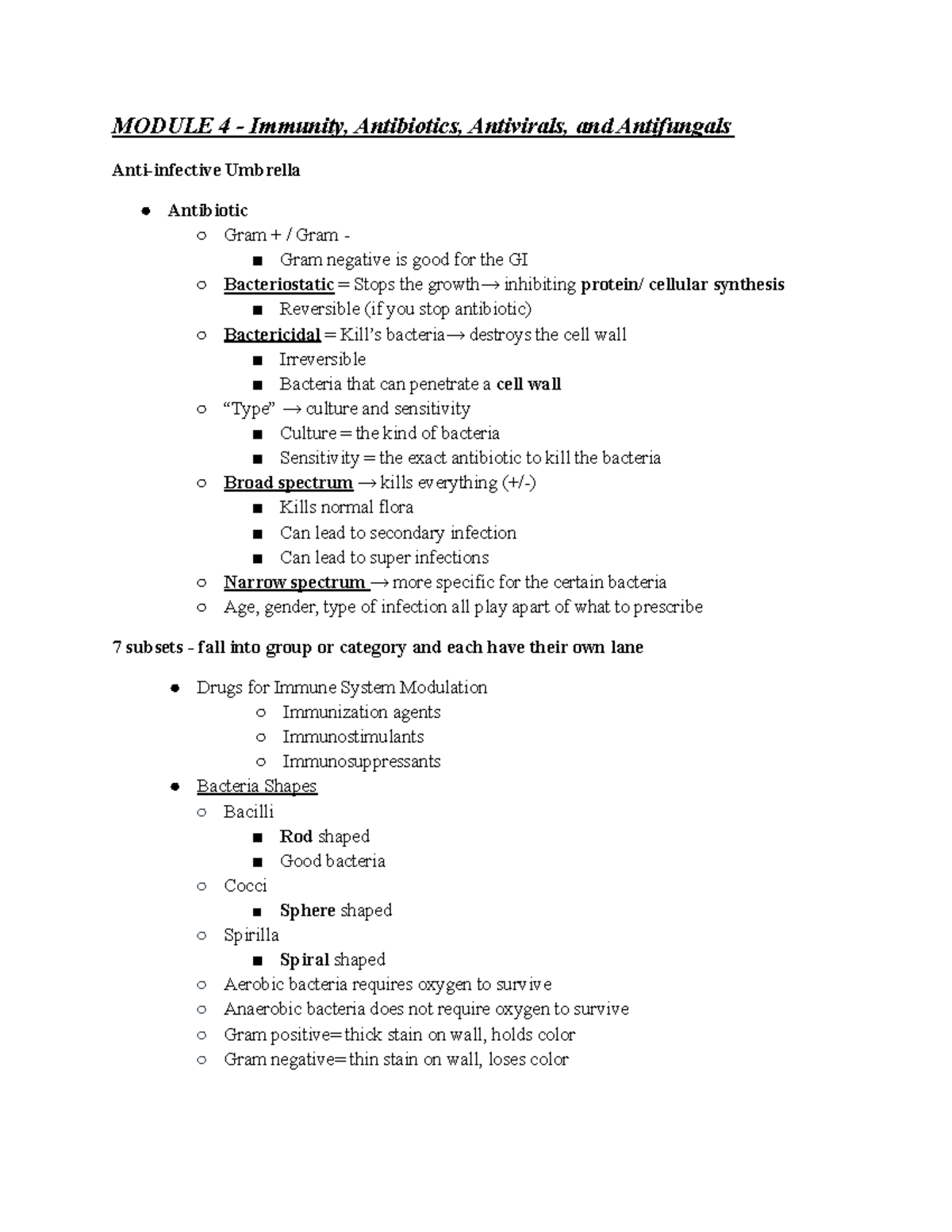 Module 4 class notes - MODULE 4 - Immunity, Antibiotics, Antivirals ...
