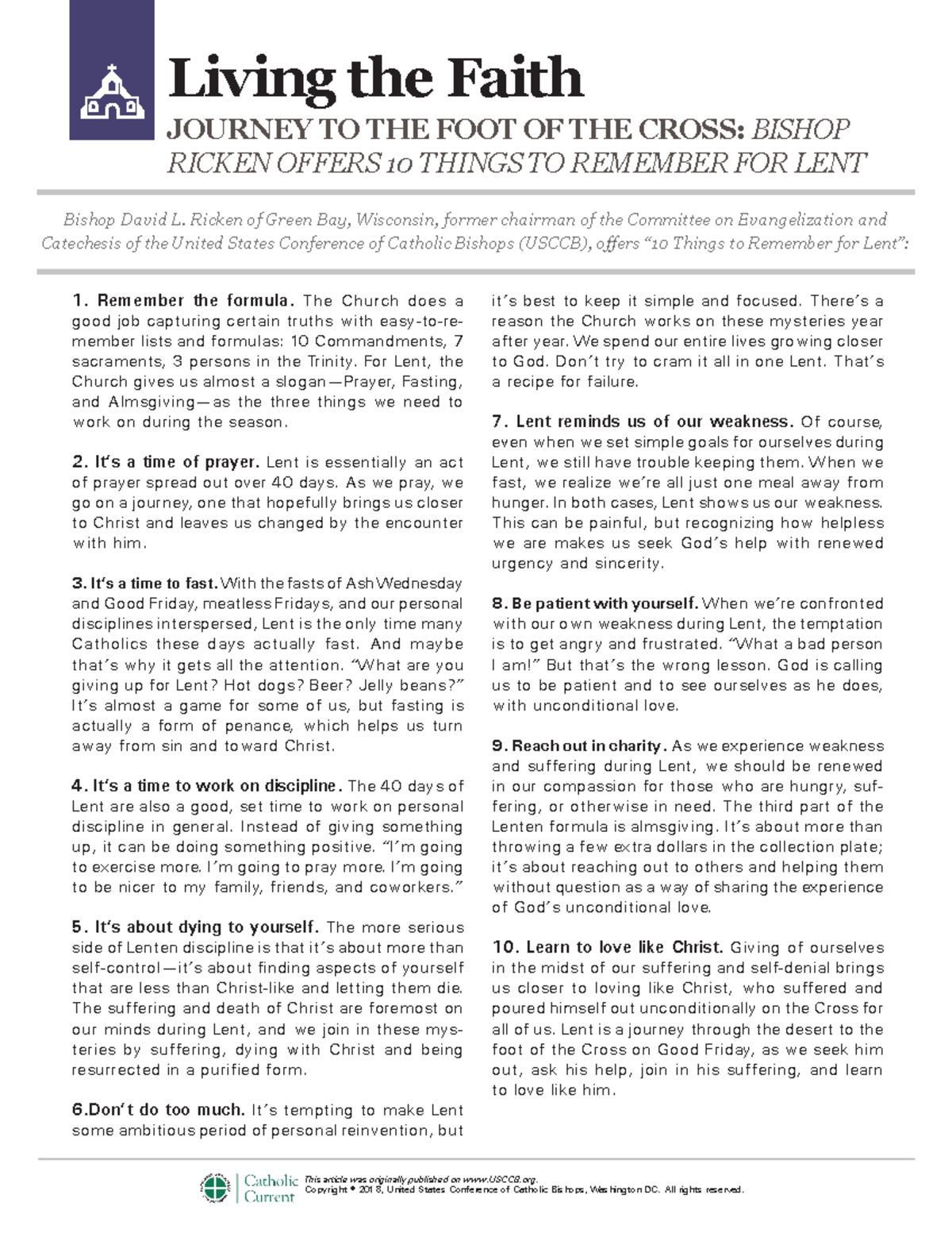 10 Things to Remember During Lent - Living the Faith JOURNEY TO THE ...