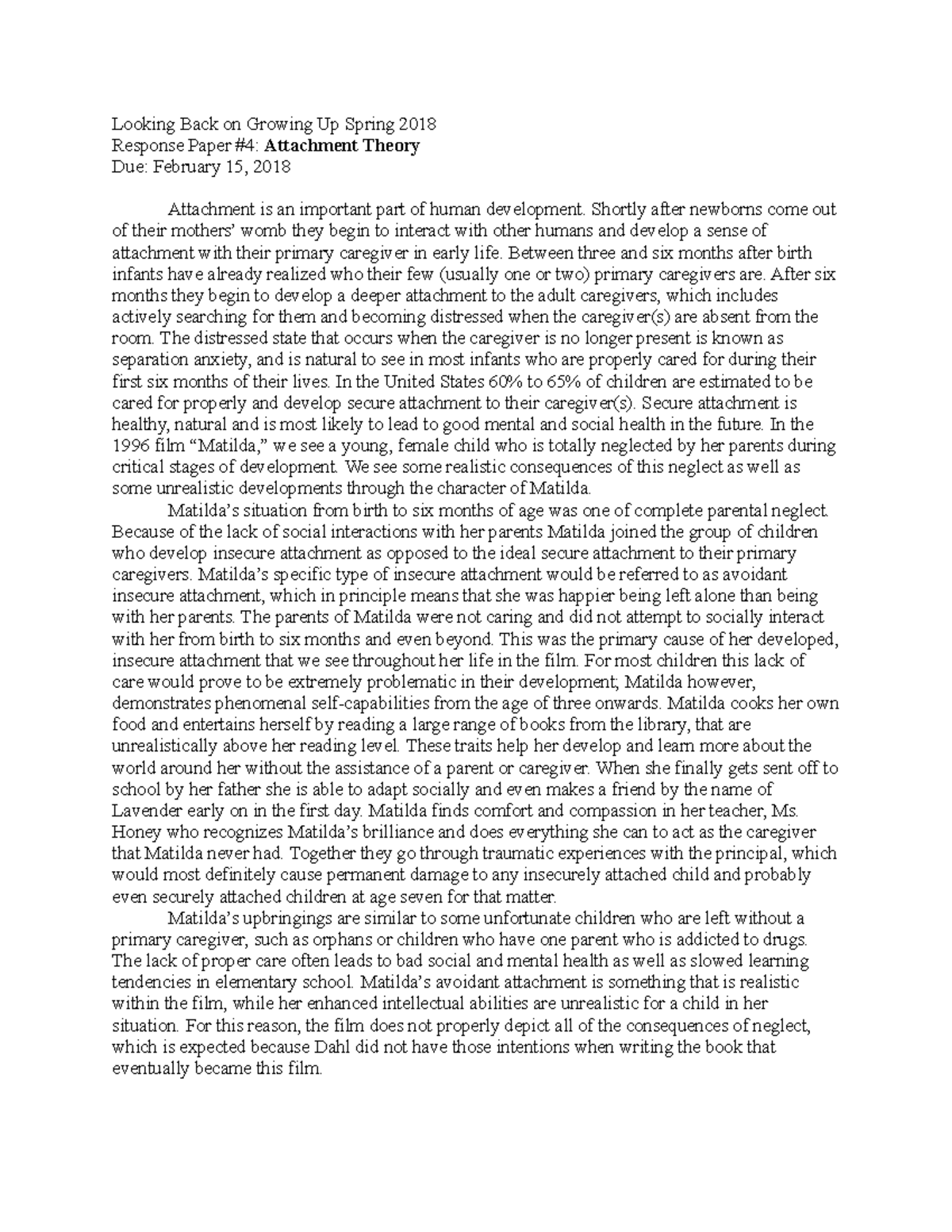 Looking Back on Growing Up response 4 - Looking Back on Growing Up ...