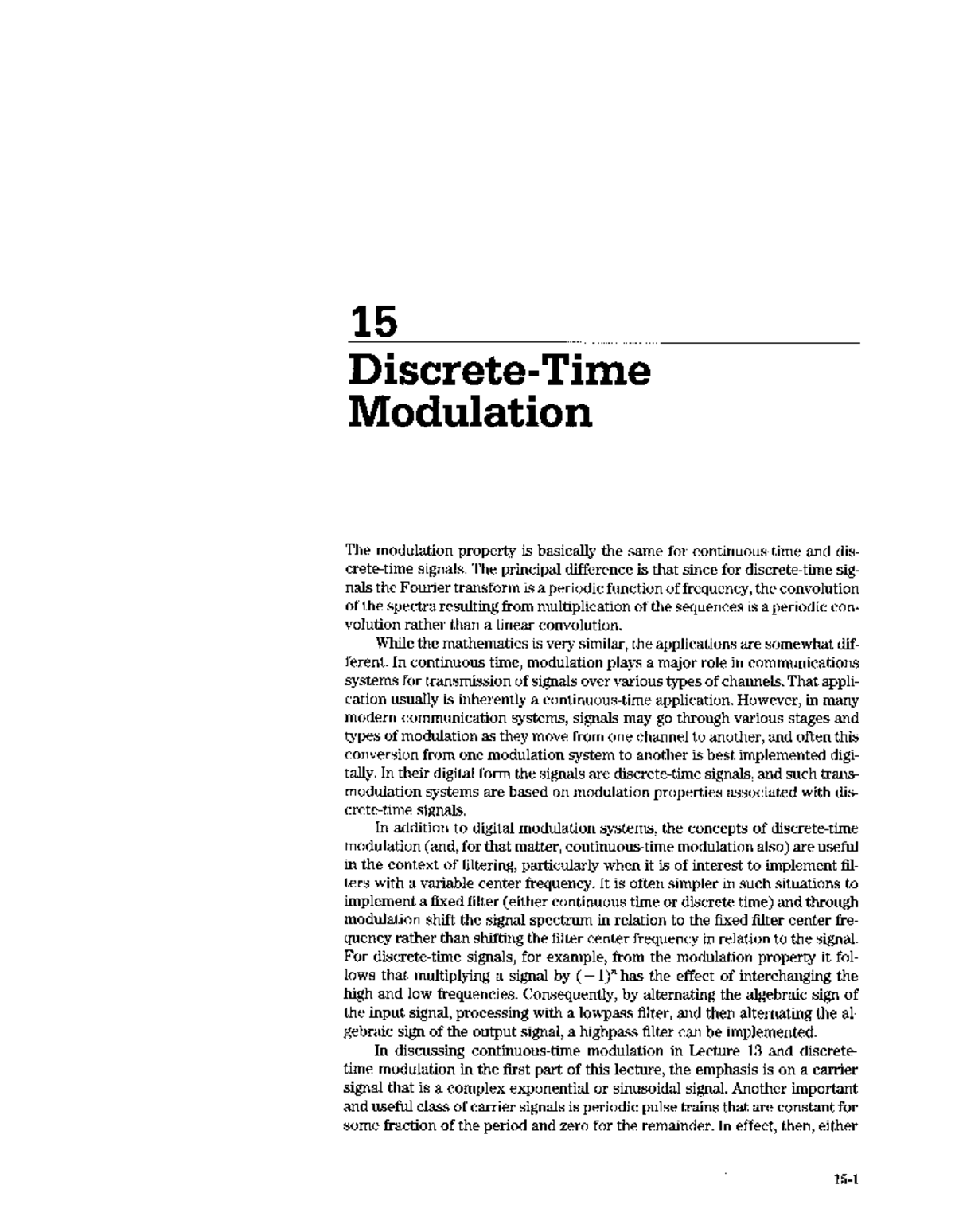 Discrete-Time Modulation - 15 Discrete-Time Modulation The modulation ...