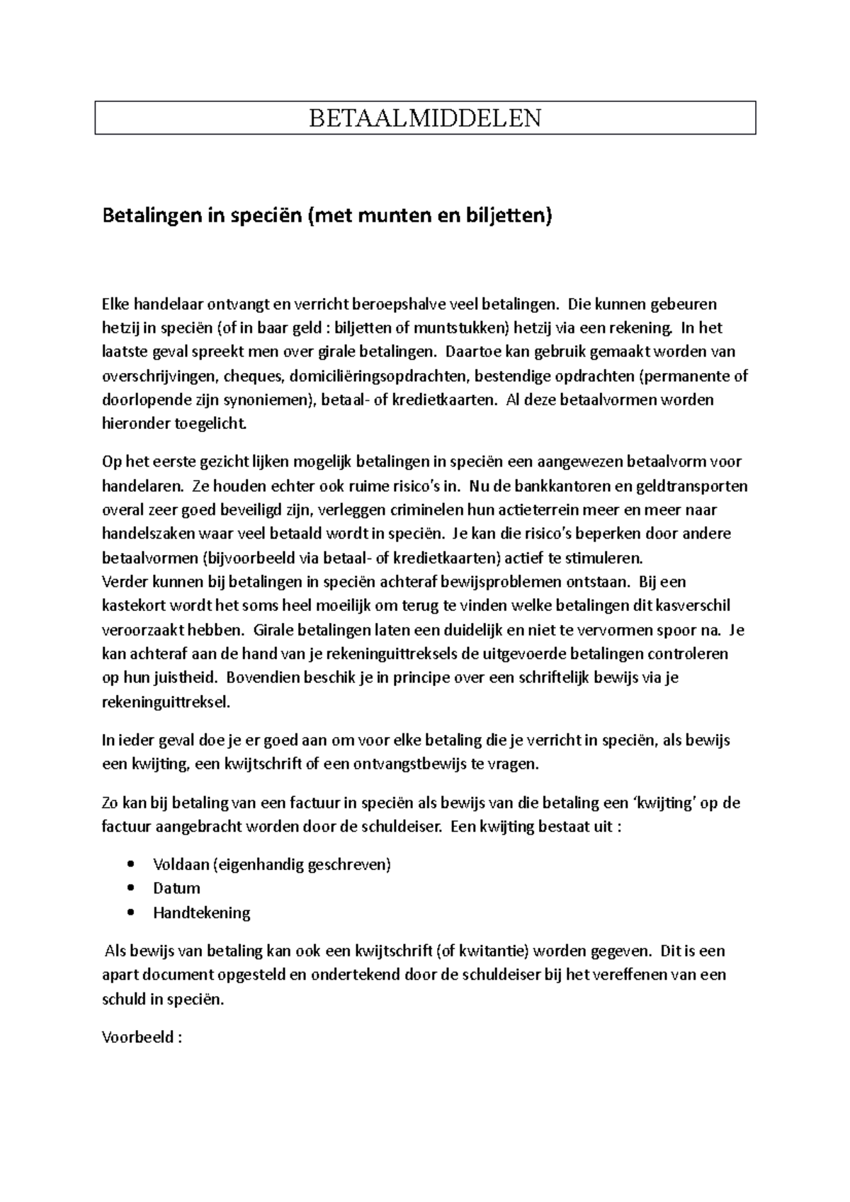 4 Betaalmiddelen - BETAALMIDDELEN Betalingen in (met munten en ...