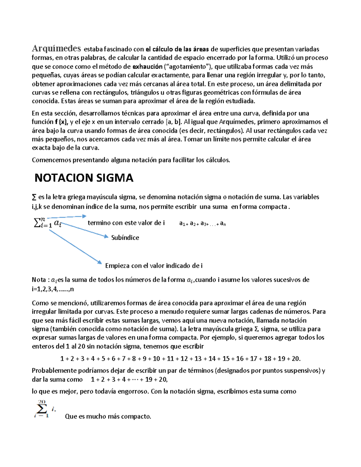 Calculo II 3 .clase Notacion Sigma calculo integral antiderivadas ...
